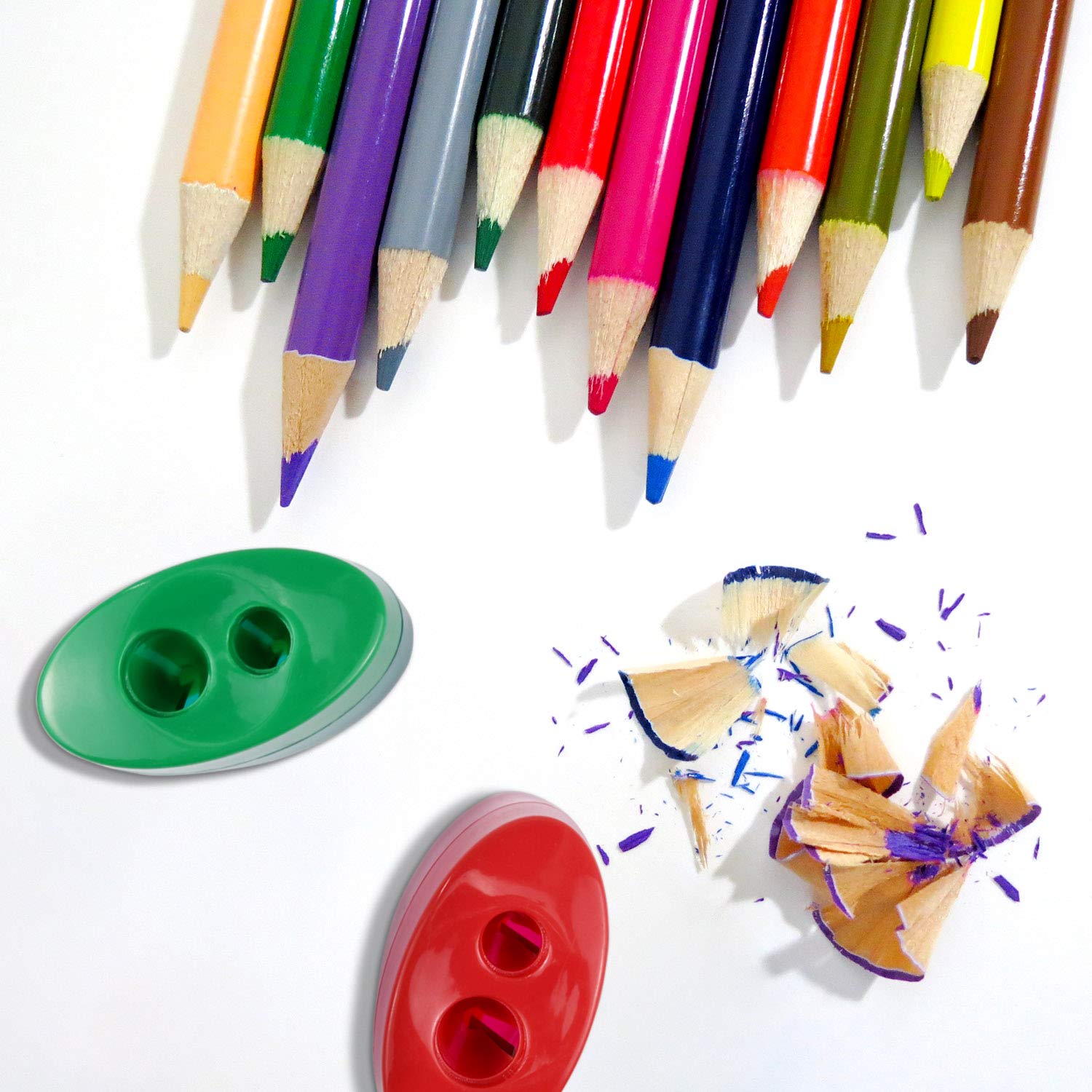 Pencil Sharpener, MENOLY 8 Pack Pencil Sharpener Manual Double Hole Pencil Sharpener Oval Shaped Hand Pencil Sharpeners for School Office Home (Red Yellow Green Blue)
