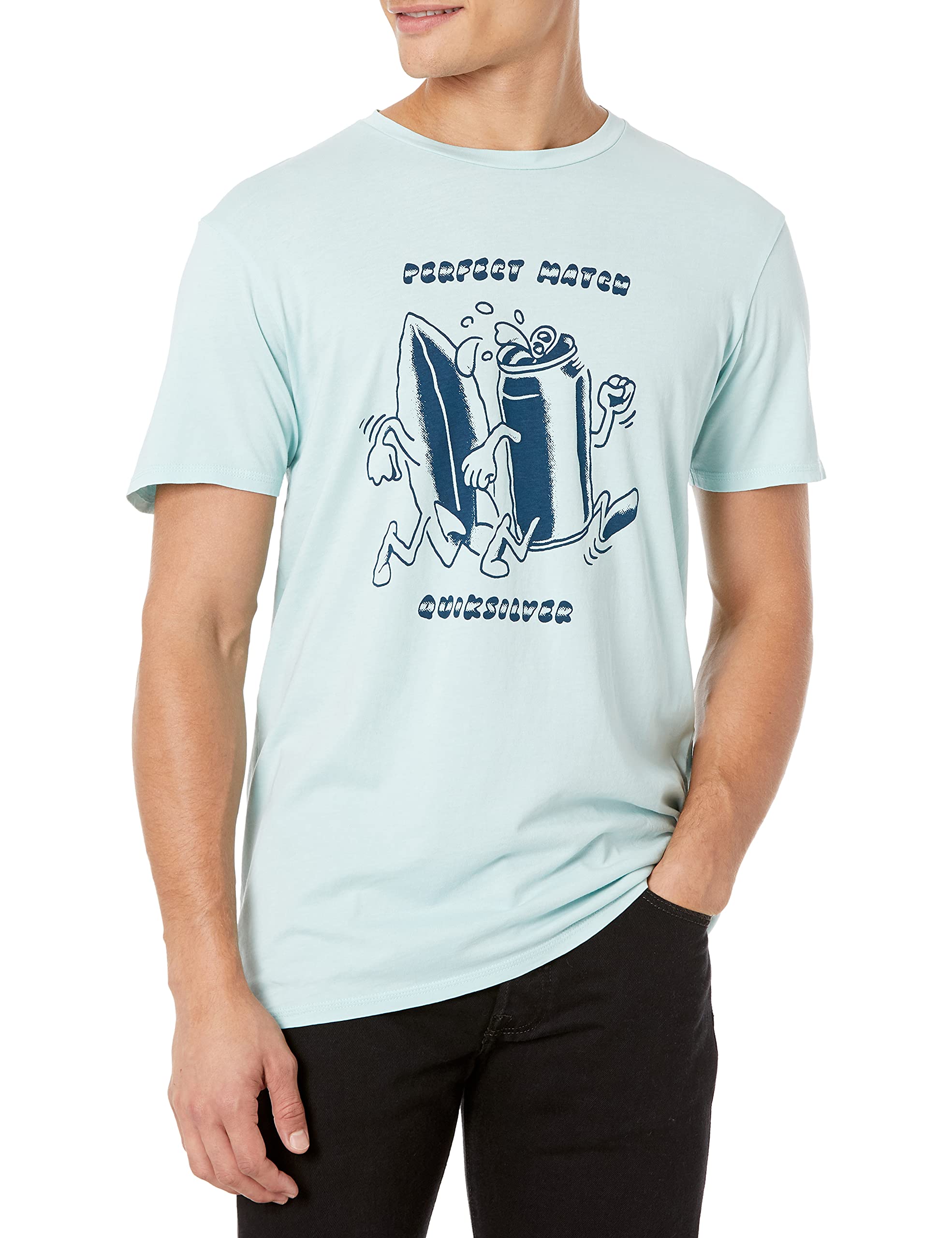 Quiksilver Men's TIN CAN Love Short Sleeve TEE, Pastel Turquoise, XXL