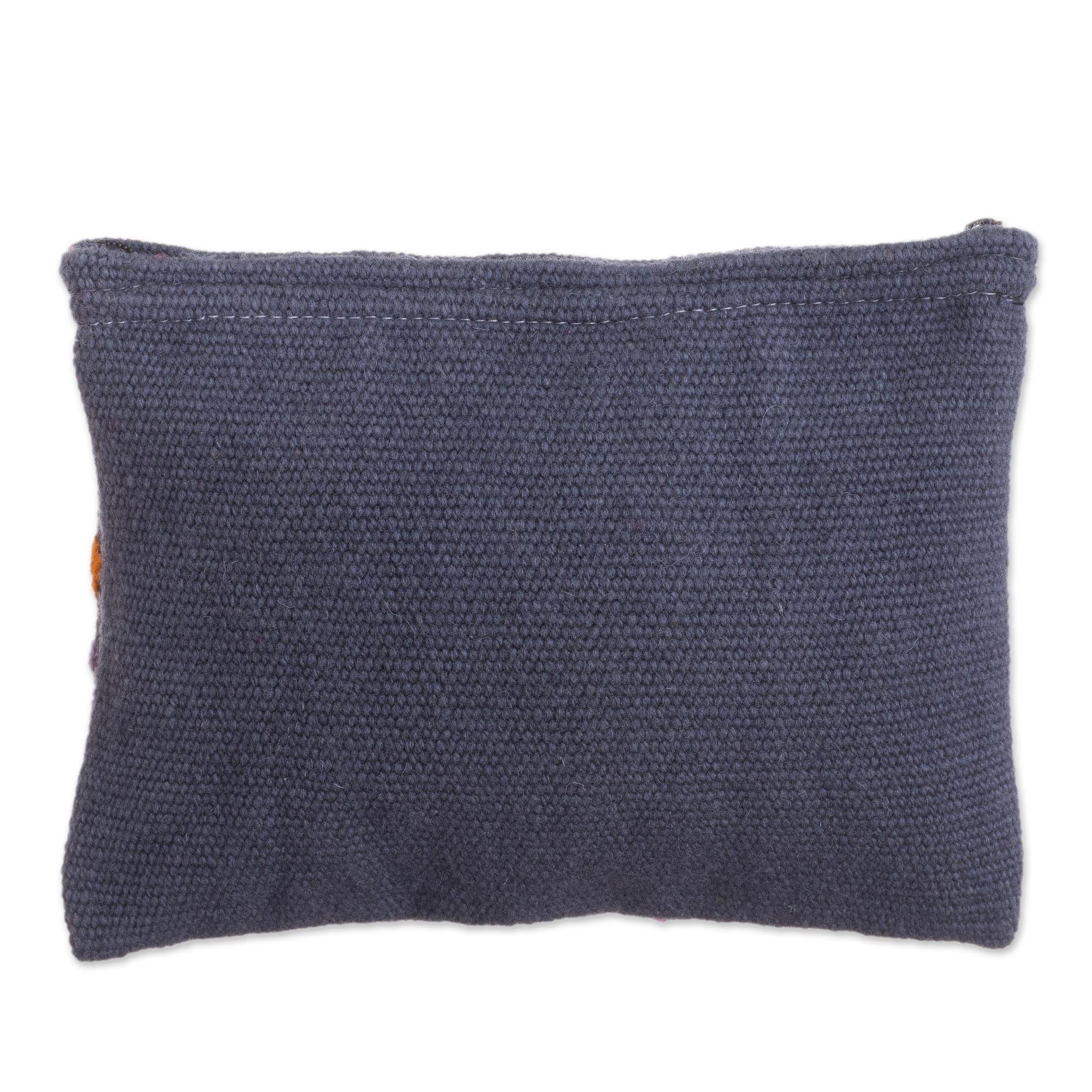 NOVICA Artisan Hand Embroidered Alpaca Clutch Floral in Slate from Peru Wool Handbags Grey Multicolor Clutches Patternedembroidered ' Midnight Delight'