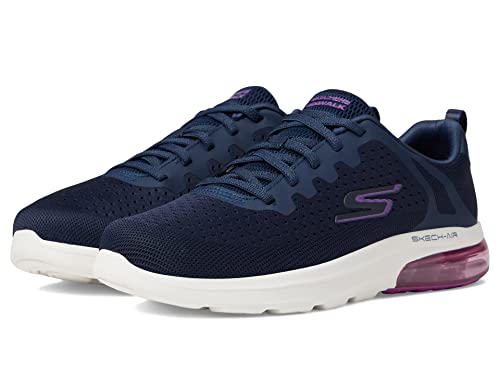 Skechers Women's GO Walk AIR 2.0 MESH Bungee Sneaker, Navy/Purple, 8.5