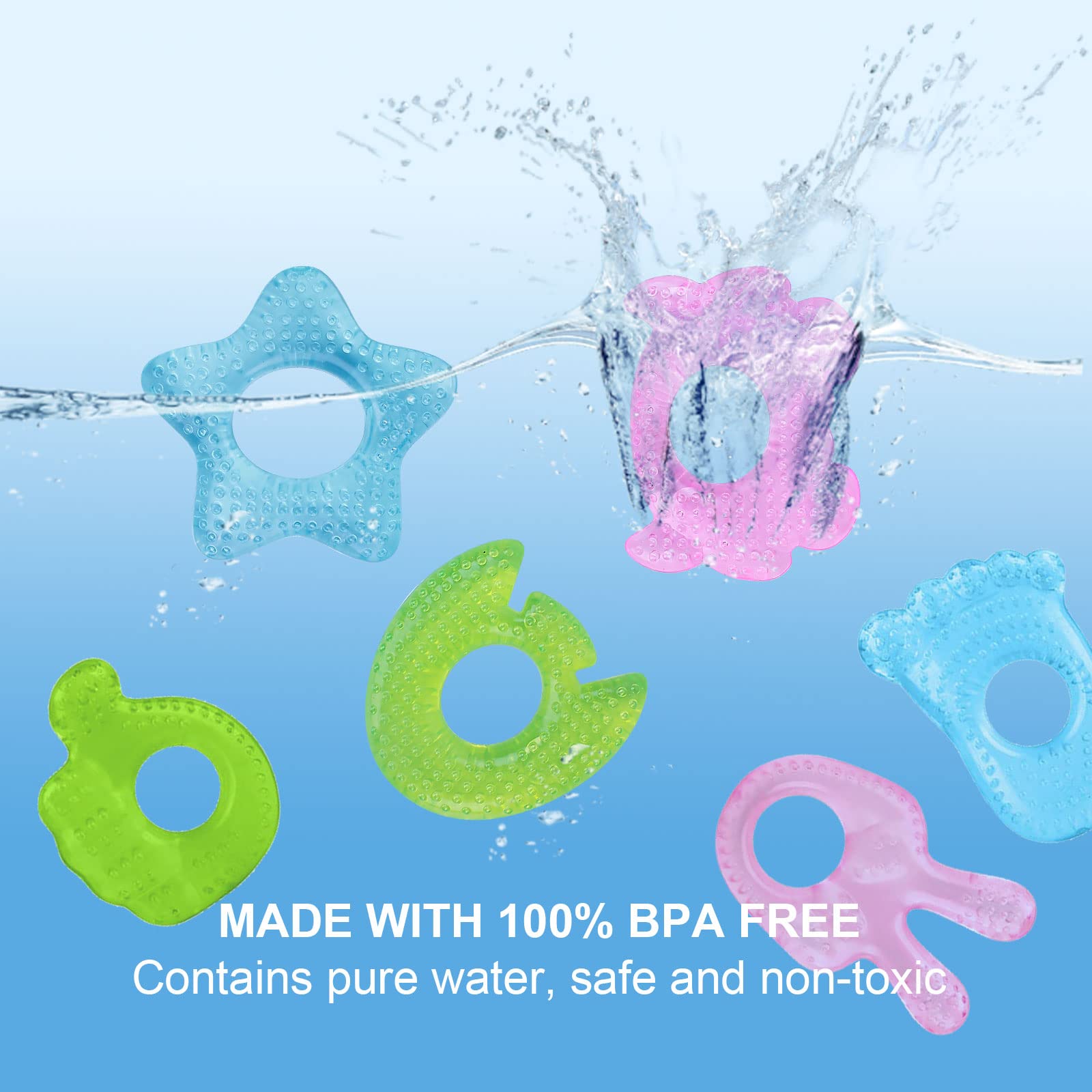 Water Teether Set, Teething Toys for Babies 0-6 Months Soothing Teether Set, Cooling Soothes Gums, BPA Free, Frozen Teething Toys for Babies (04)