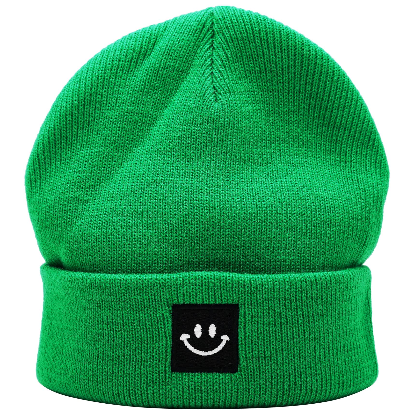 Vashion Knit Cuffed Beanie Hat for Men Women Kelly Green Beanie