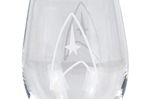Toynk Star Trek Stemless Wine Glass Decorative Etched Command Emblem | Holds 20 Ounces