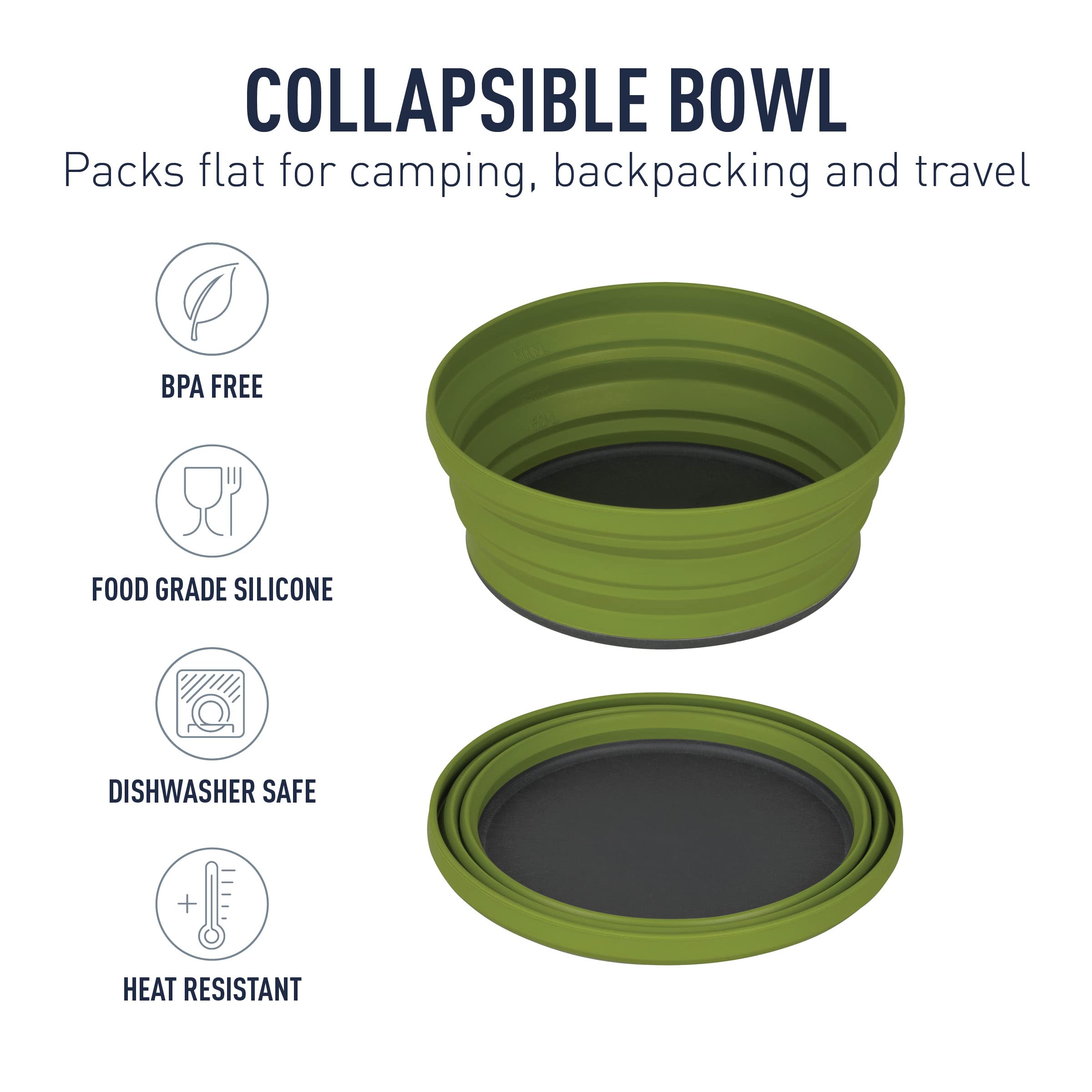 Sea to Summit X-Bowl Collapsible Silicone Camping Dish, Original (22 fl oz), Sand