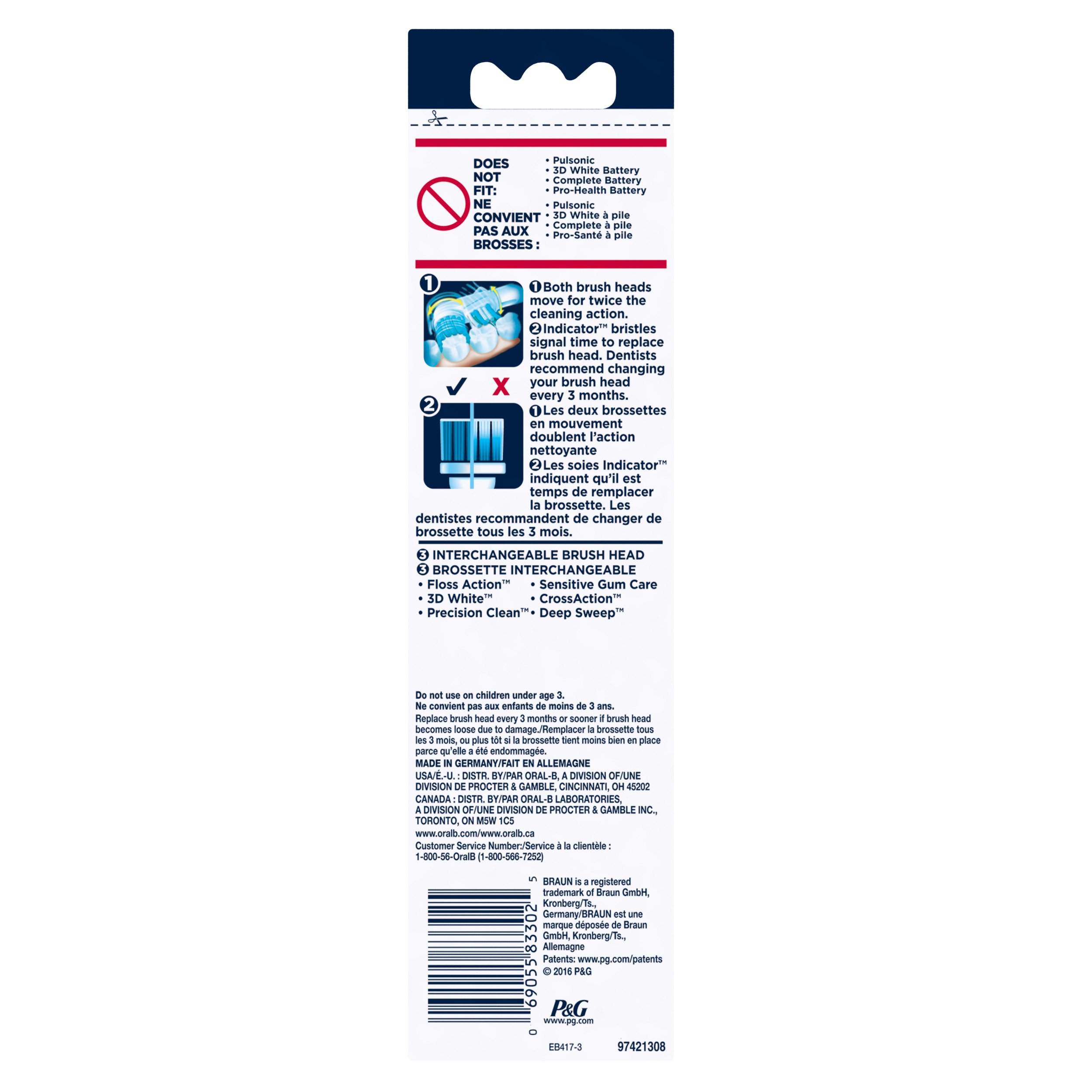 Oral-B Dual Clean Replacement Electric Toothbrush Head, 3 Count