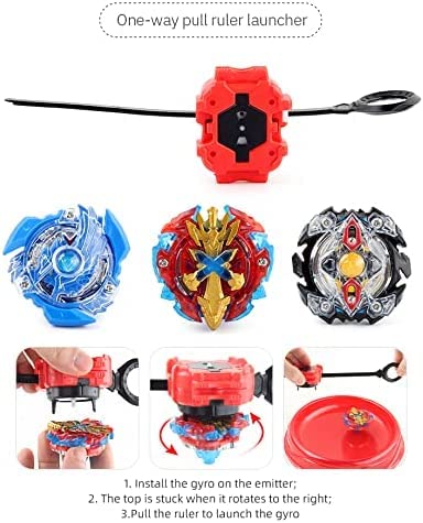 OBEST Bey Battling Gyro Tops Burst with Launchers and Stadium Arena, 4 Spinning Tops + 2 Launchers + 1 Arena