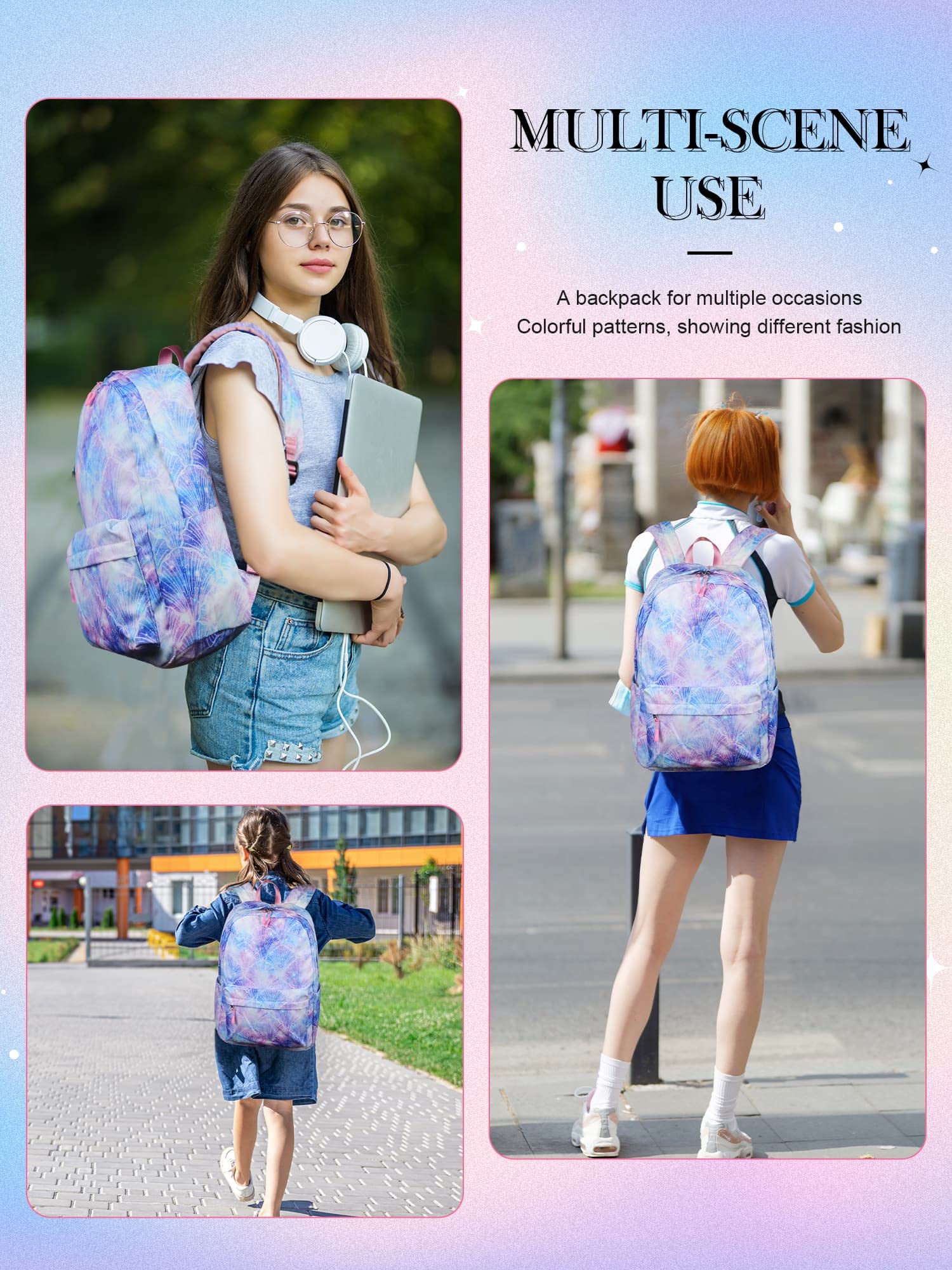 Tpeohan Girls College Backpack Waterproof Cute Backpacks for School Girl Book Bag Colorful