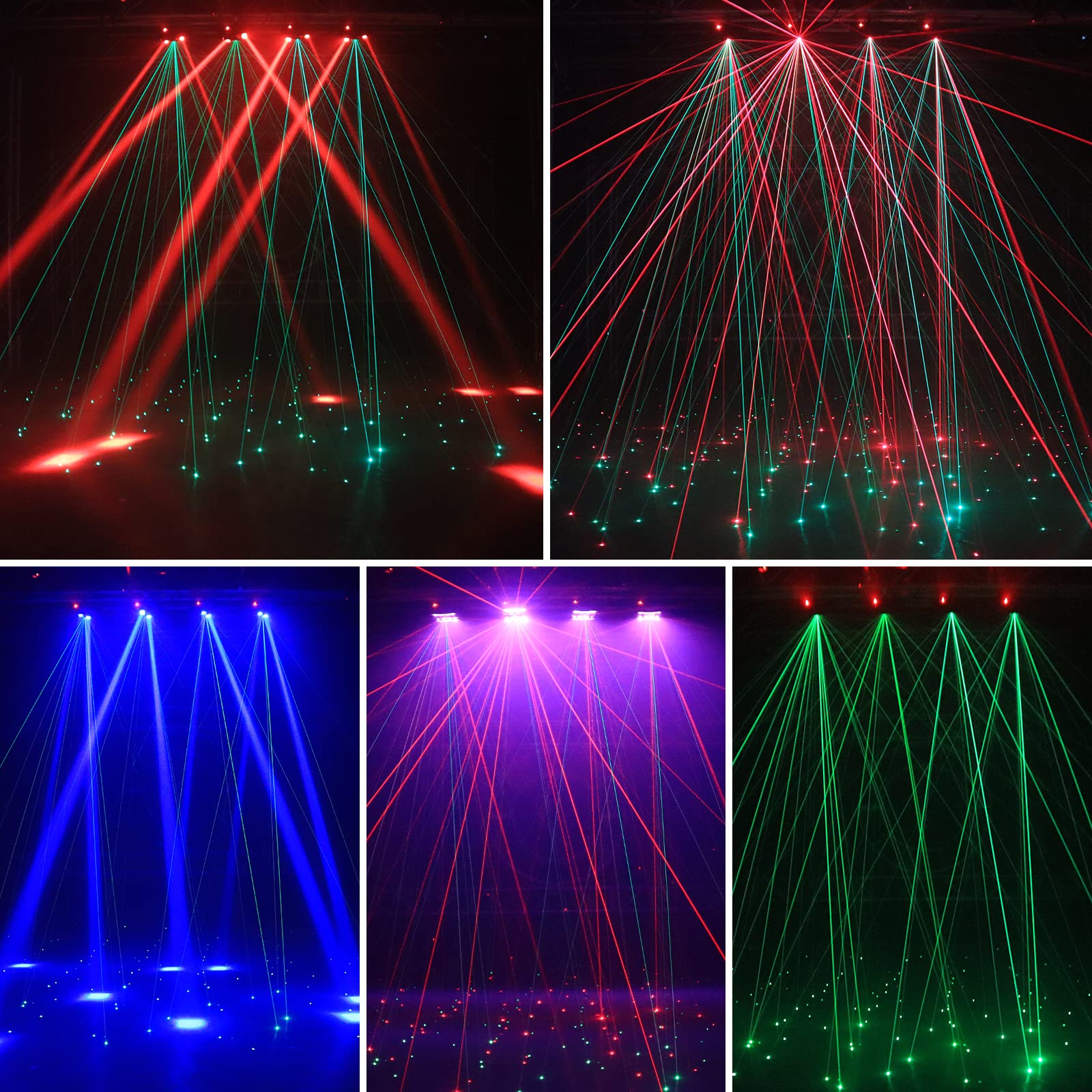 U`King Spider Moving Head Light 8x10W RGBW LEDs Beam DJ Lights and 2 Pixel Light Strips and 2 RG Laser Lights, Sound Activated/DMX-512 Control Perfect for Party Disco Wedding Live Stage Lighting
