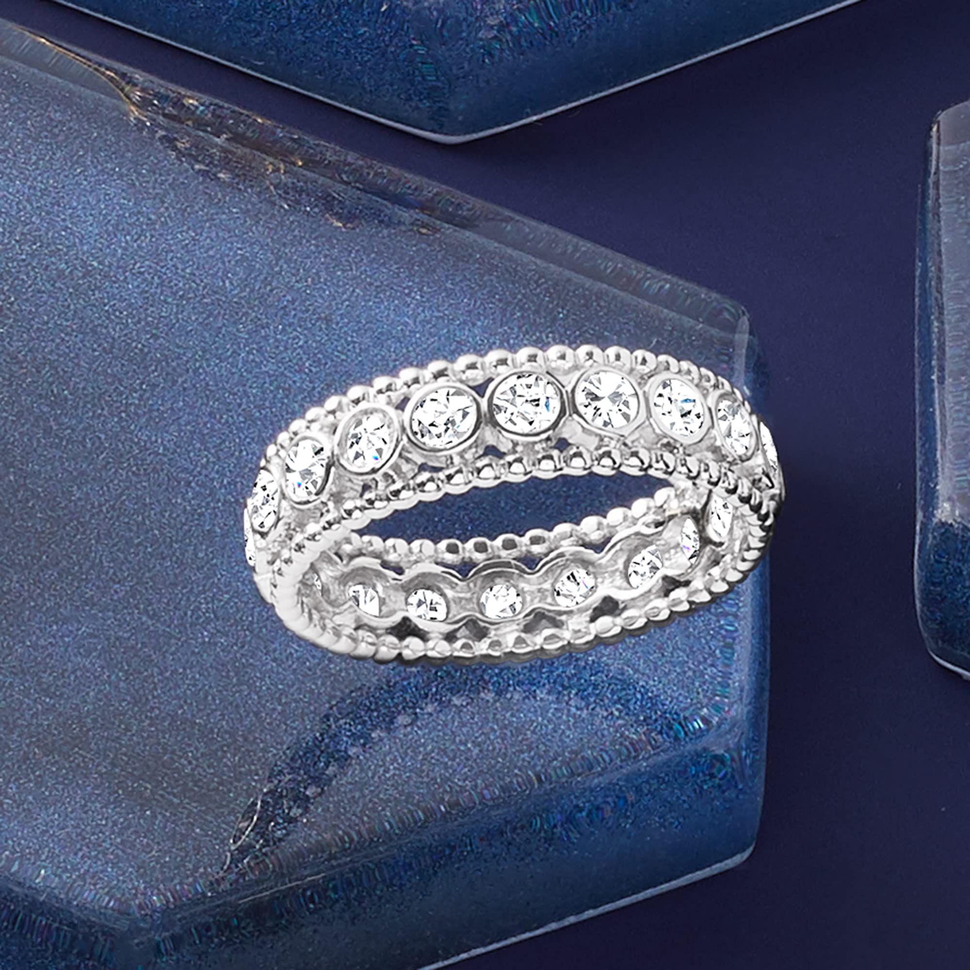 Ross-Simons 1.00 ct. t.w. Bezel-Set Diamond Eternity Ring in 14kt White Gold. Size 7