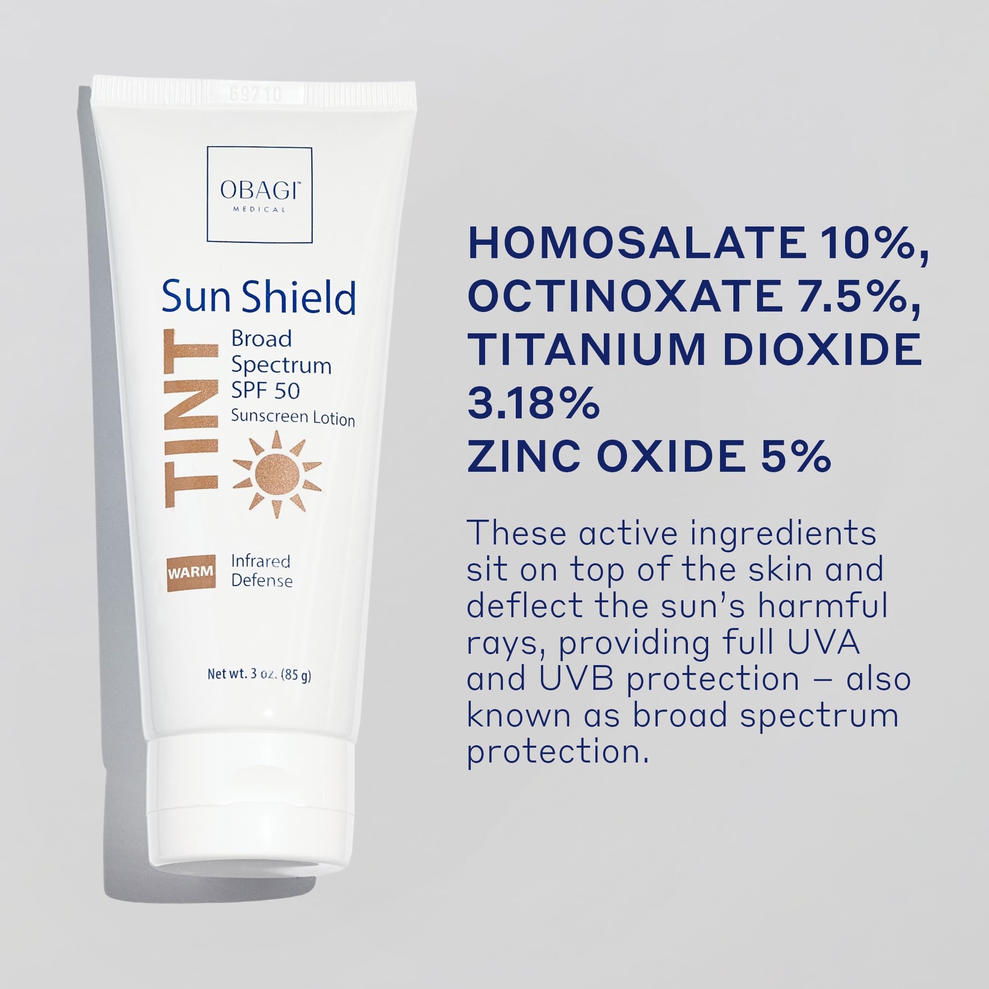 Obagi Sun Shield Tinted Sunscreen β Broad Spectrum SPF 50 Protection from the Sun β Warm Tint β 3 oz