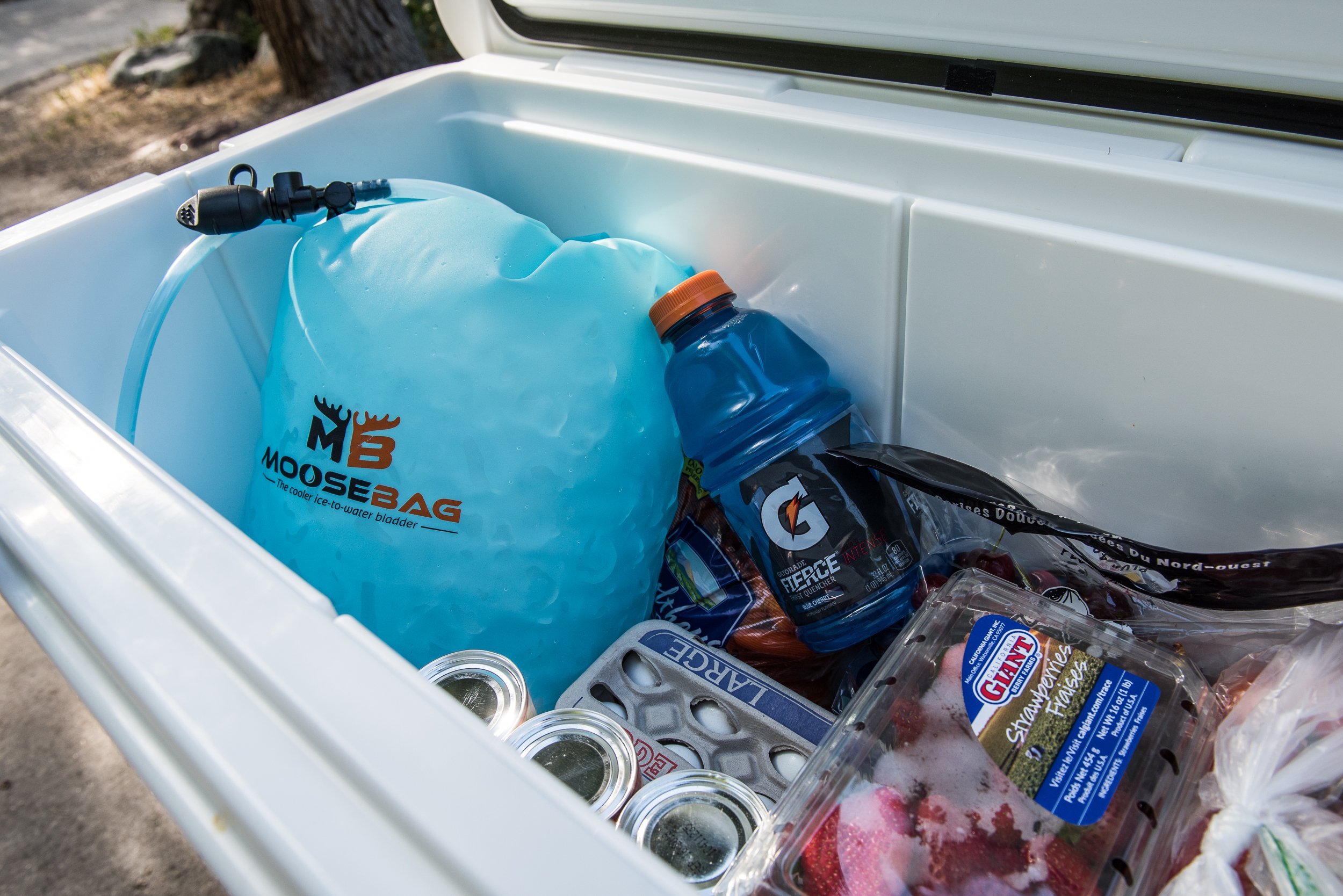 Moose Bag Collapsible Water Container and Ice Bag wtih Hydration System FREEZABLE, Portable Water Carrier, Hydration Pack and Ice Bladder for Camping, Hiking, Soccer & Football Games