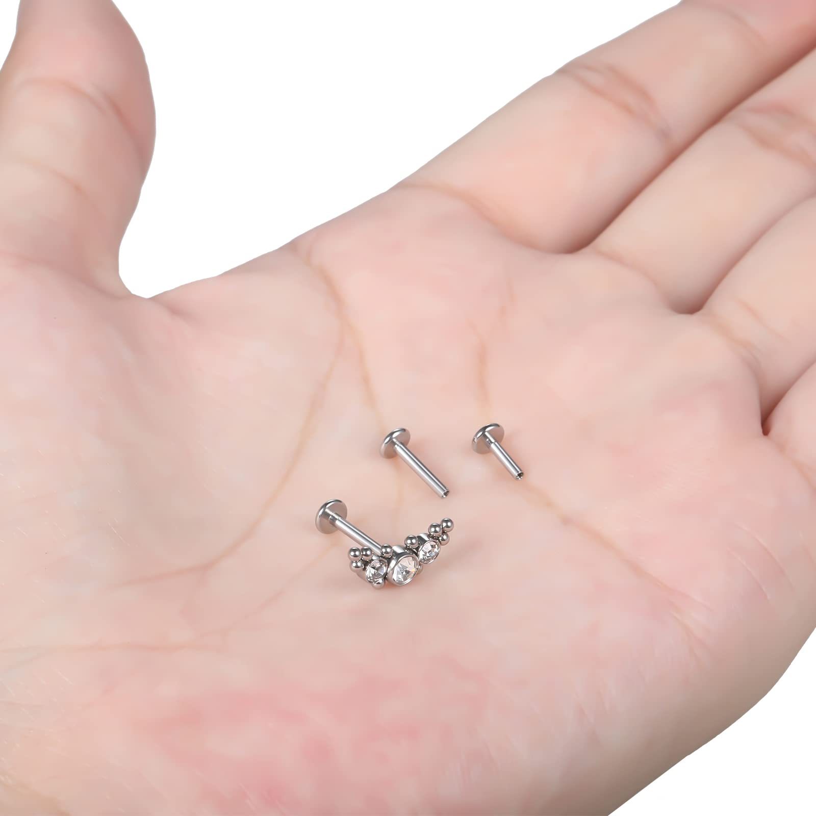 Xpircn 16G Labret Studs Stainless Steel Lip Monroe Labret Rings Forward Helix Tragus Cartilage Earrings Ear Lobe Stud Piercing Jewelry 6mm 8mm 10mm (Style F - Top 13mm)