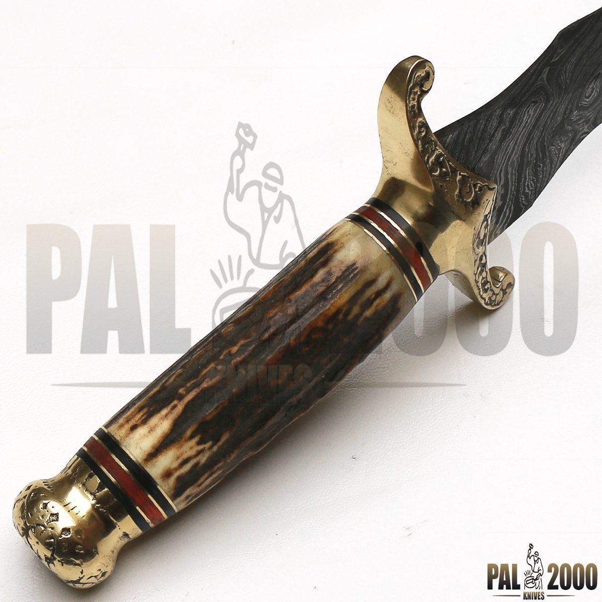 PAL 2000 KNIVES SW-8888 Handmade Damascus Steel 20 Inches Vivi Hunting Knife Stag Horn Handle with Sheath