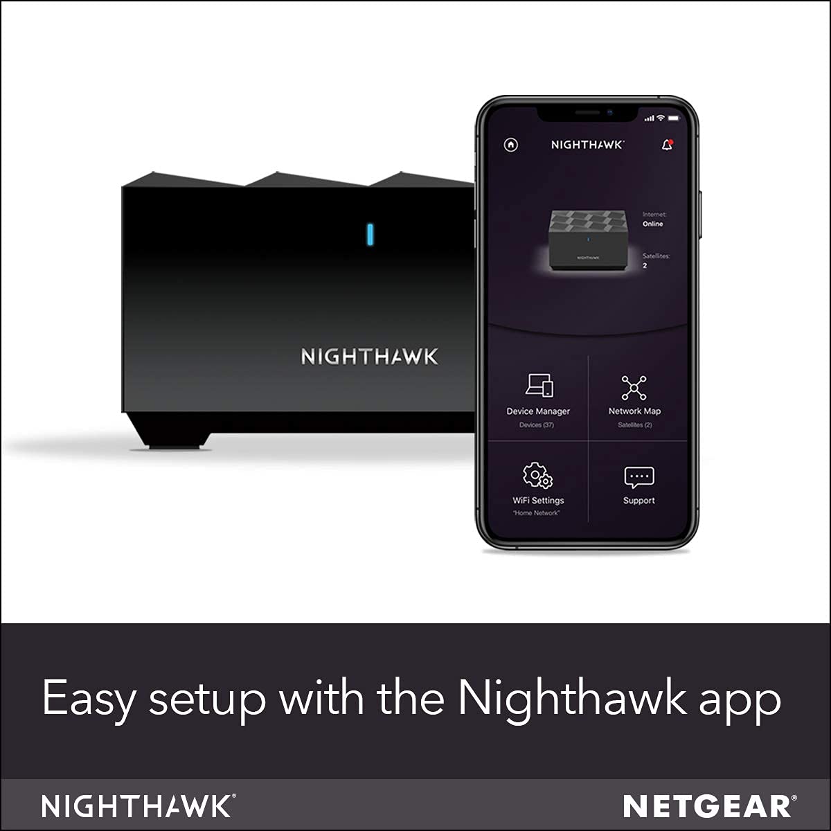 NETGEAR Nighthawk Advanced Whole Home Mesh WiFi 6 System (MK63S) with Free Armor Security โ AX1800 Router with 2 Satellite Extenders, Coverage up to 4,500 sq. ft. and 25+ Devices (Renewed)