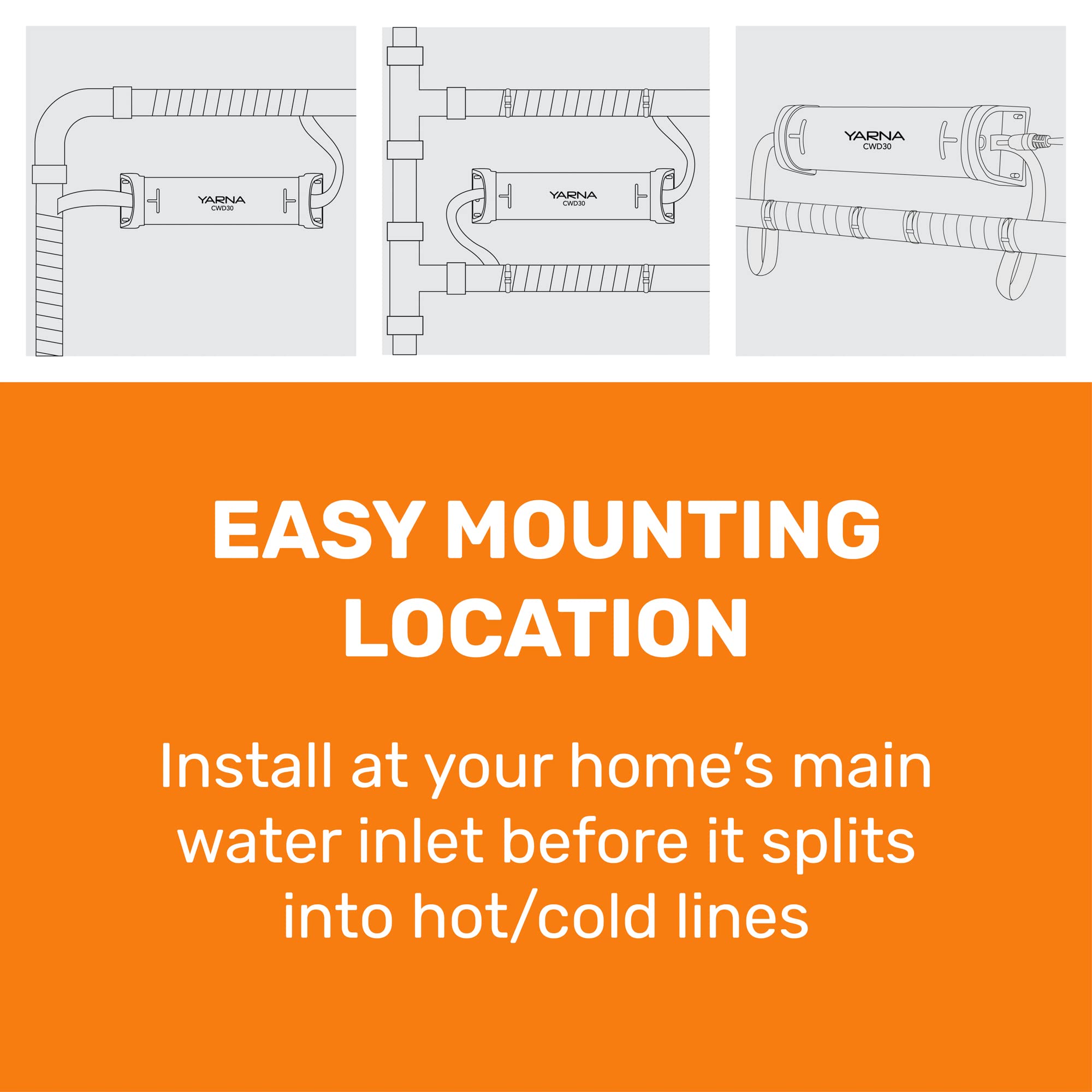 YARNA Capacitive Electronic Water Descaler System - Alternative No Salt Water Softener System for Whole House, Reduces The Effects of Limescale [Max 2" Pipe]