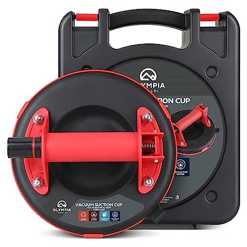 Olympia Tools 8" Glass Suction Cups for Granite & Glass Lifting, Vacuum Suction Glass Lifter with Handle, 286lbs Load Capacity W/Free Case
