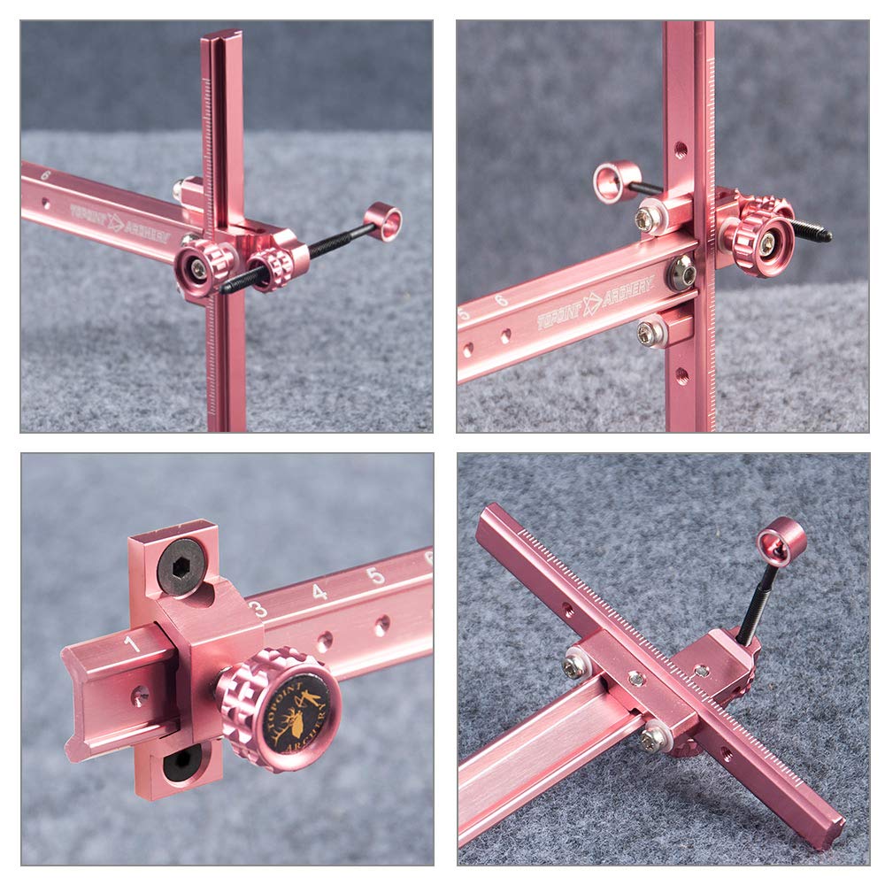 Recurve Bow Sight Adjustable T Shape Sight with Ring and Single Fiber Optical Pin,Aluminum Detachable Sight for Competition,Right Hand and Left Hand (red)