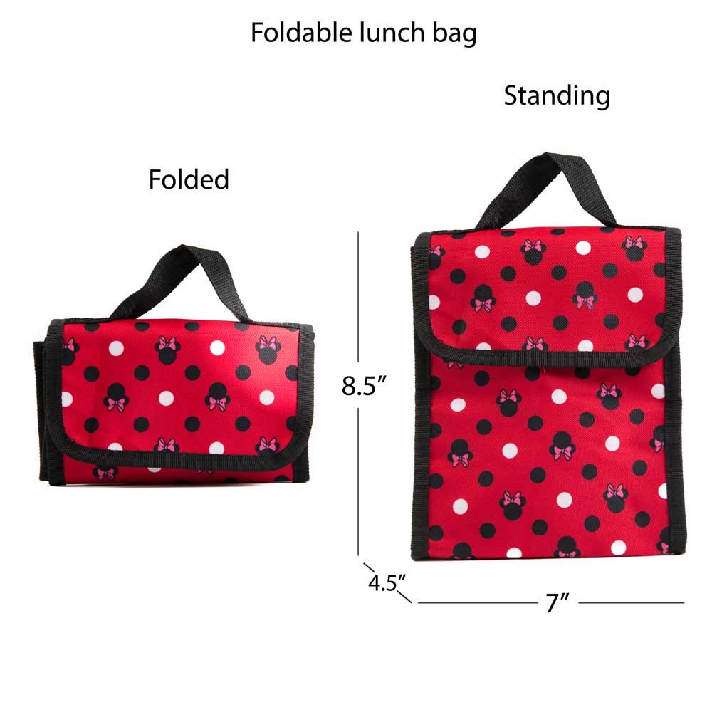 RALME 5 Pc. Minnie Mouse Backpack and Lunch Bag Set for Girls, 16 inch Red