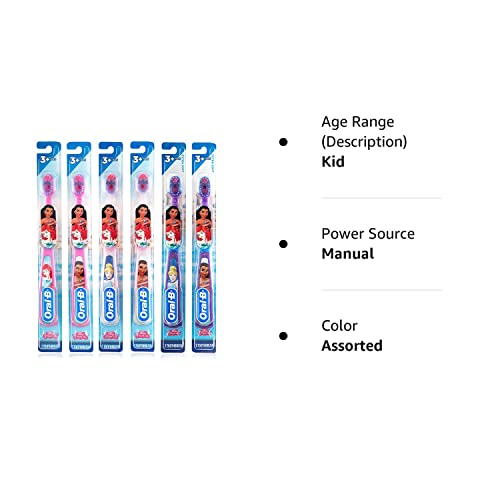 Oral-B New Princess Toothbrush for Little Girls, Children 3+, Extra Soft, Characters Vary - Pack of 6 (Characters Vary)