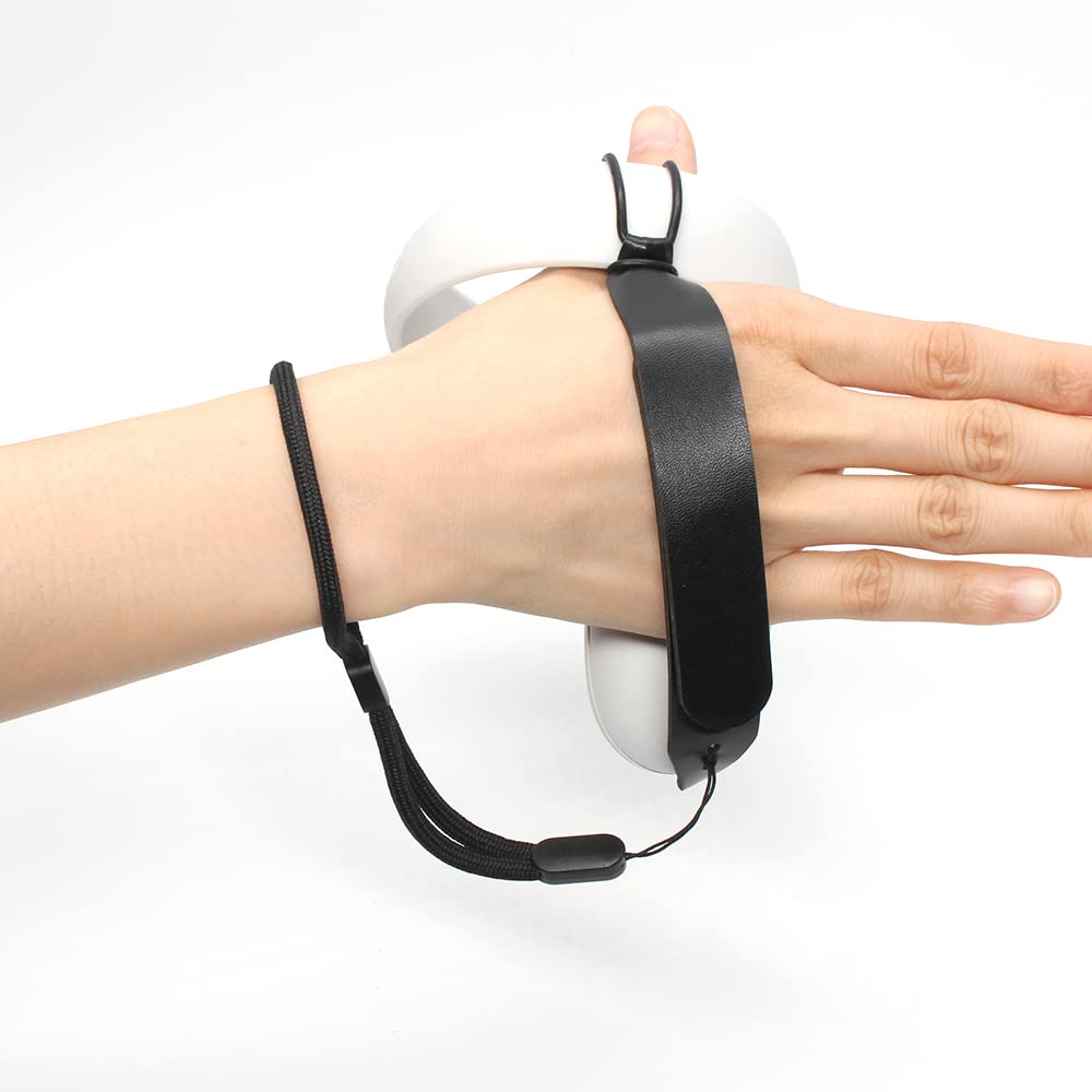 SEAFER Adjustable Wrist Straps for Oculus Quest 2 / Meta Quest VR Gaming Headset Controller , PU Antiskid Soft Velcro Protection Strap for Oculus Quest 2 Accessories