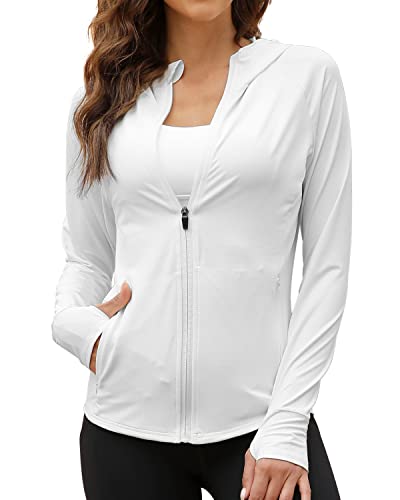 We1Fit Women's UPF 50+ Sun Protection Jacket Hoodie Sun Shirts Hiking Running Athletic Shirt