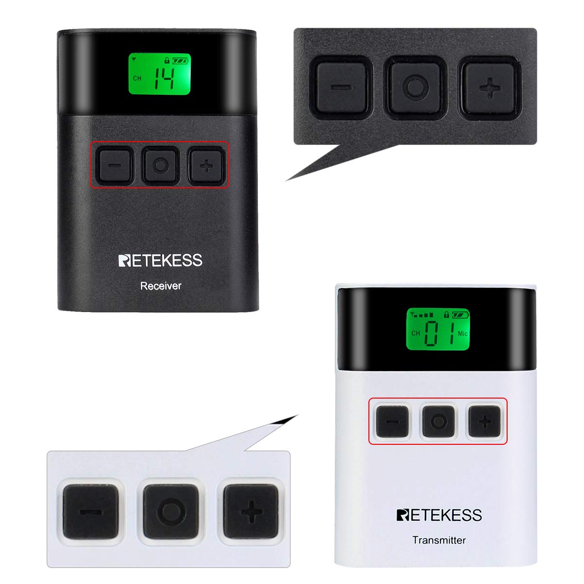 Retekess TT122 Tour Guide System, Translation Devices for Church, 492ft, 36 Channels, Wireless Audio Transmission System for School, Factory, Training (1 Transmitter 10 Receivers)