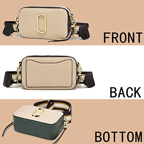 velocitybyte Crossbody Bags for Women,Small Crossbody purses Bag, Trendy Wide Strap Handbags, Leather Shoulder Bag With double layer zip (White)