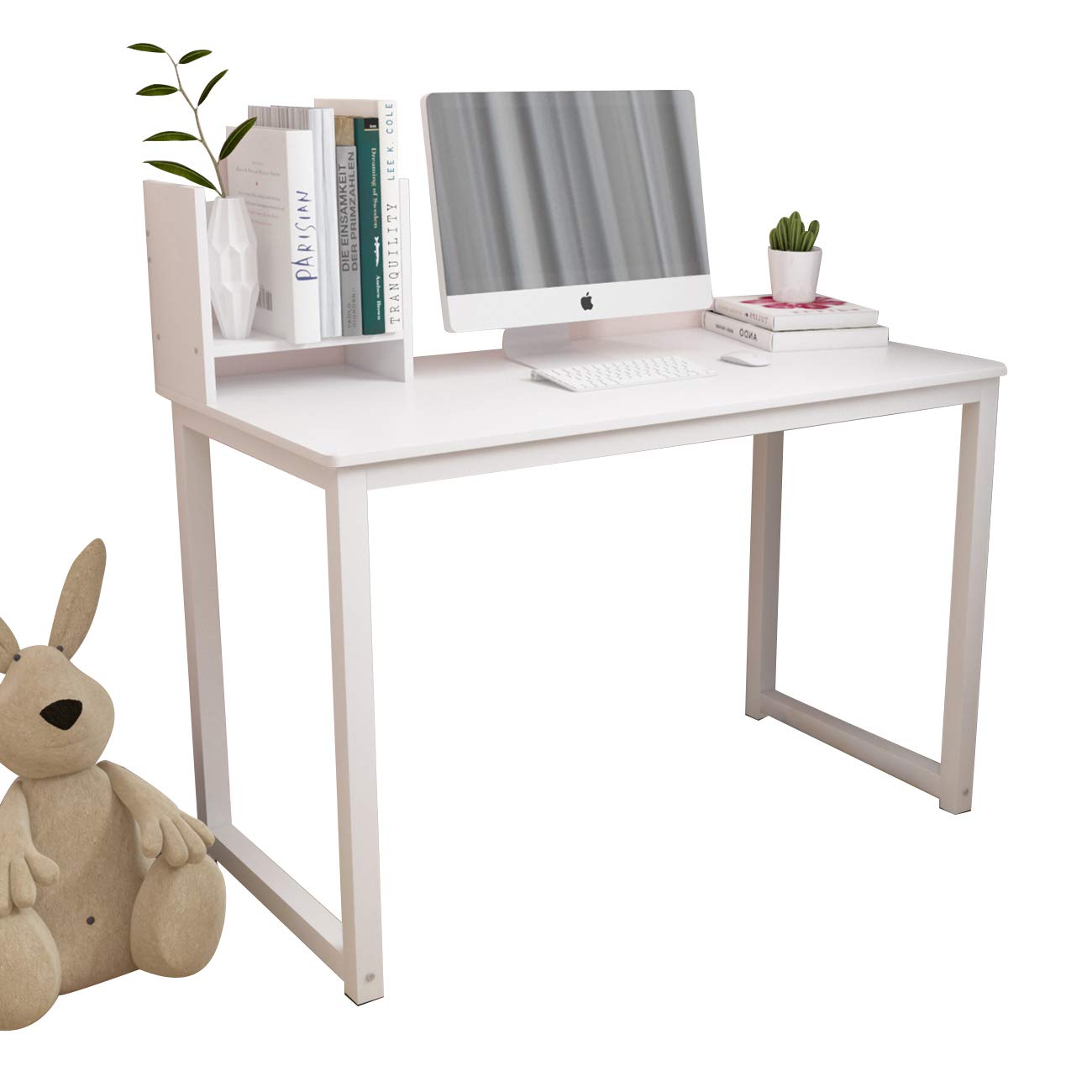 nozama Computer Desk for Home Office 47”Writing Study Desk Modern Simple Style Laptop Table (White)