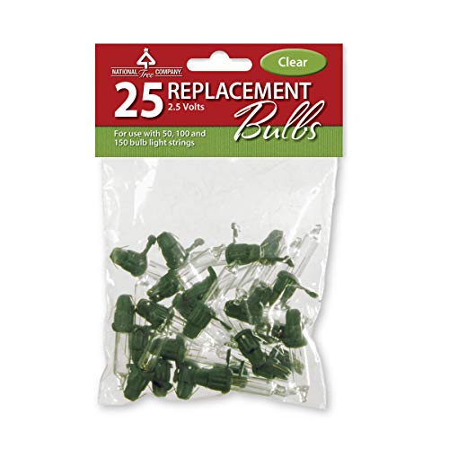 National Tree RBG-25C 25 Clear Bag with Header for 50 Light Sets UL, 2.5 Volts Replacement Christmas Bulbs, Incandescent,White, Count (Pack of 1)
