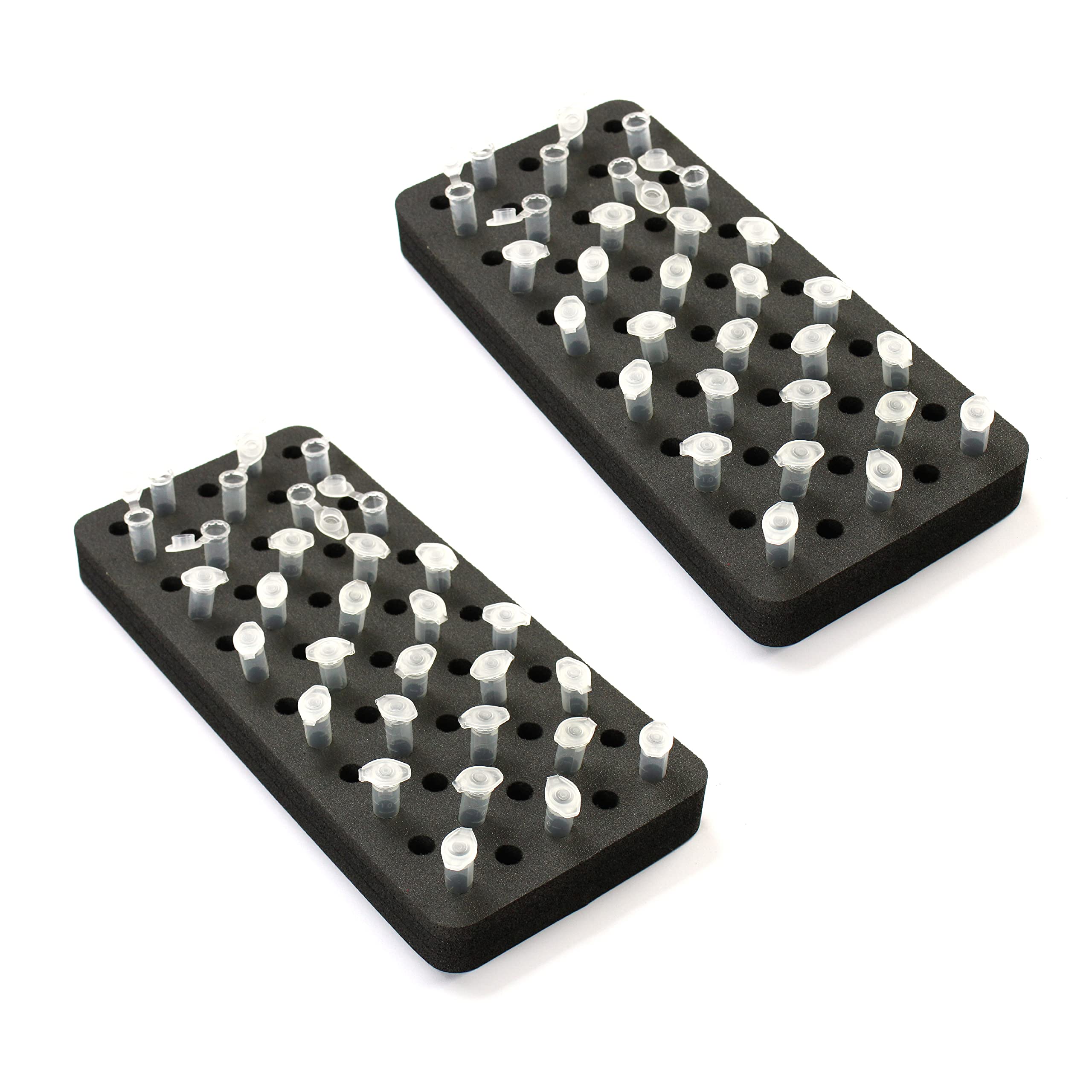 Polar Whale 2 Test Tube Racks Durable Black Foam Storage Holder Organizer Stand Transport Holds 60 Tubes Fits up to 11mm Diameter