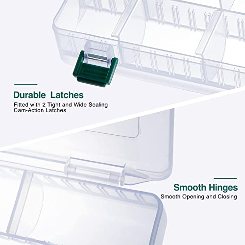 Piscifun Fishing Tackle Boxes, Plastic Clear Fishing Tackle Trays with Removable Dividers, 3600 Storage Organizer Boxes, 2 Packs Tackle Trays