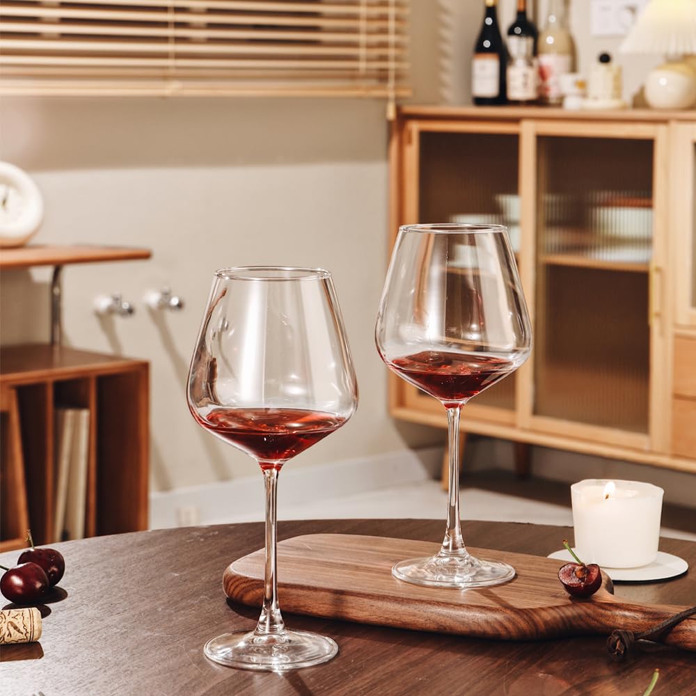 PTSTING Wine Glasses 20oz Clear Burgundy Red Wine Glass Large Wine Glass Set of 2 for Wine Tasting, Wedding Gift, Anniversary, Christmas, Birthday