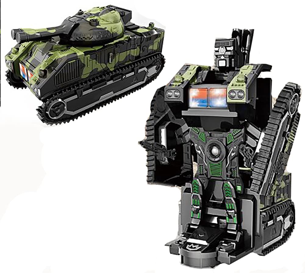 Winston Trading Transformers Tank Car Transforming Light Up Rescue Robot Toys Action Army Bots Toys for 5+ Year Old Boys