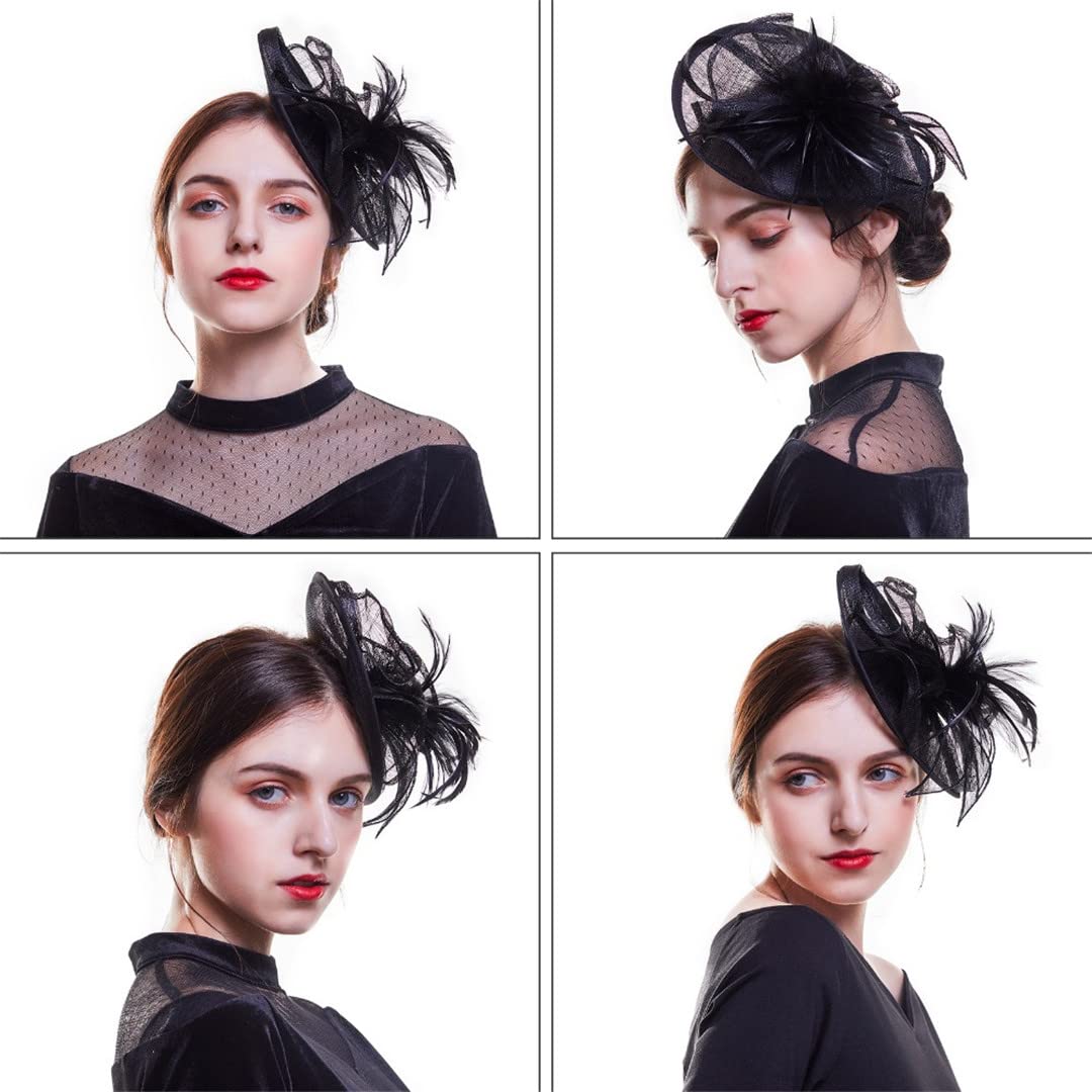 Wedding Cocktail Hat Formal Net Yarn Feather Hat Ladies Party Church Hat Girl Accessories White