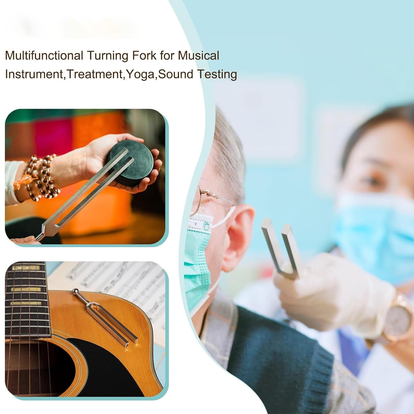 Tuning Fork Set (128Hz, 256Hz, 512Hz) β Medical Tuning Forks set for Healing with Silicone Hammer, Repair Tool, Cleaning Cloth and Storage Bag