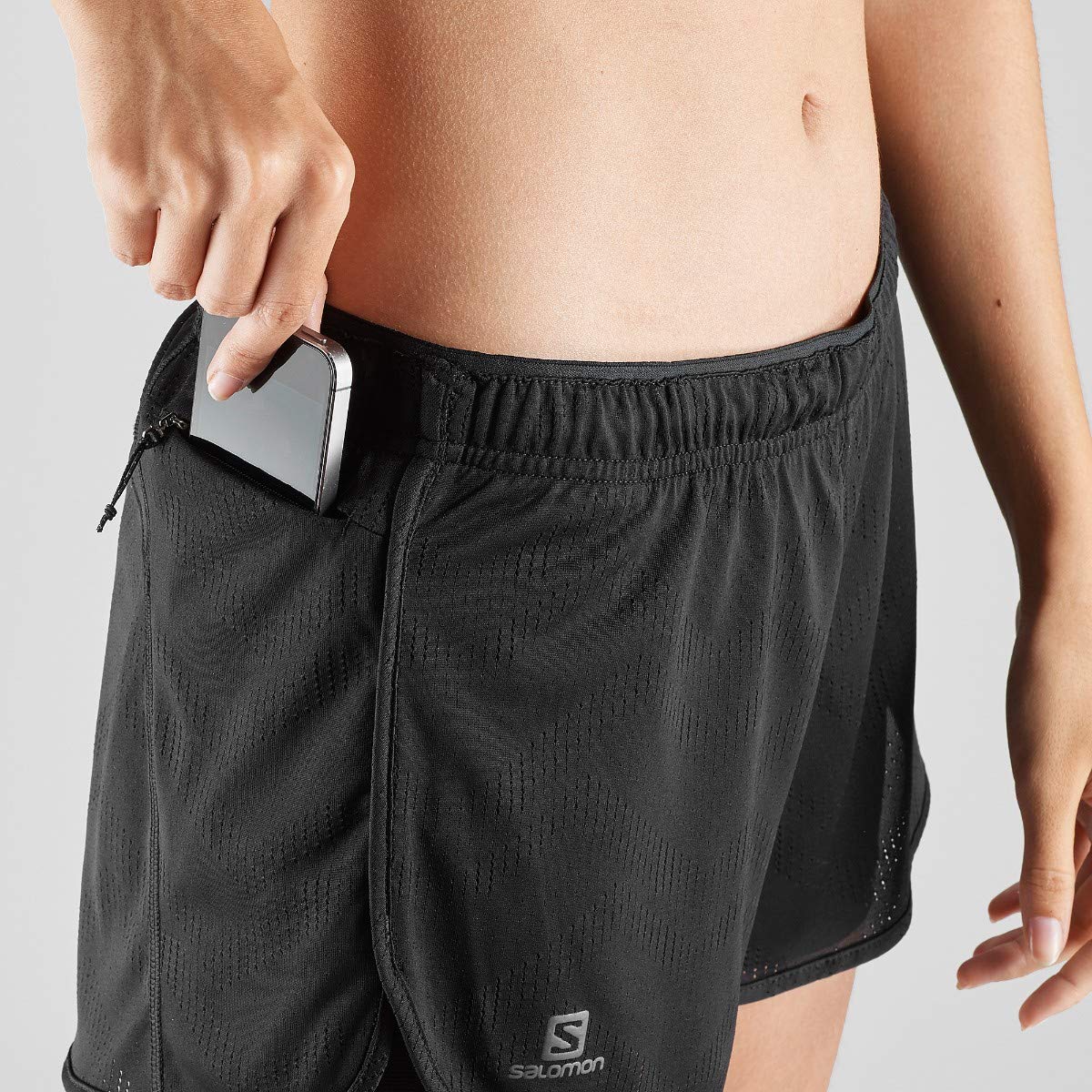 Salomon Women's Agile 2-in-1 Running Shorts, Black, L