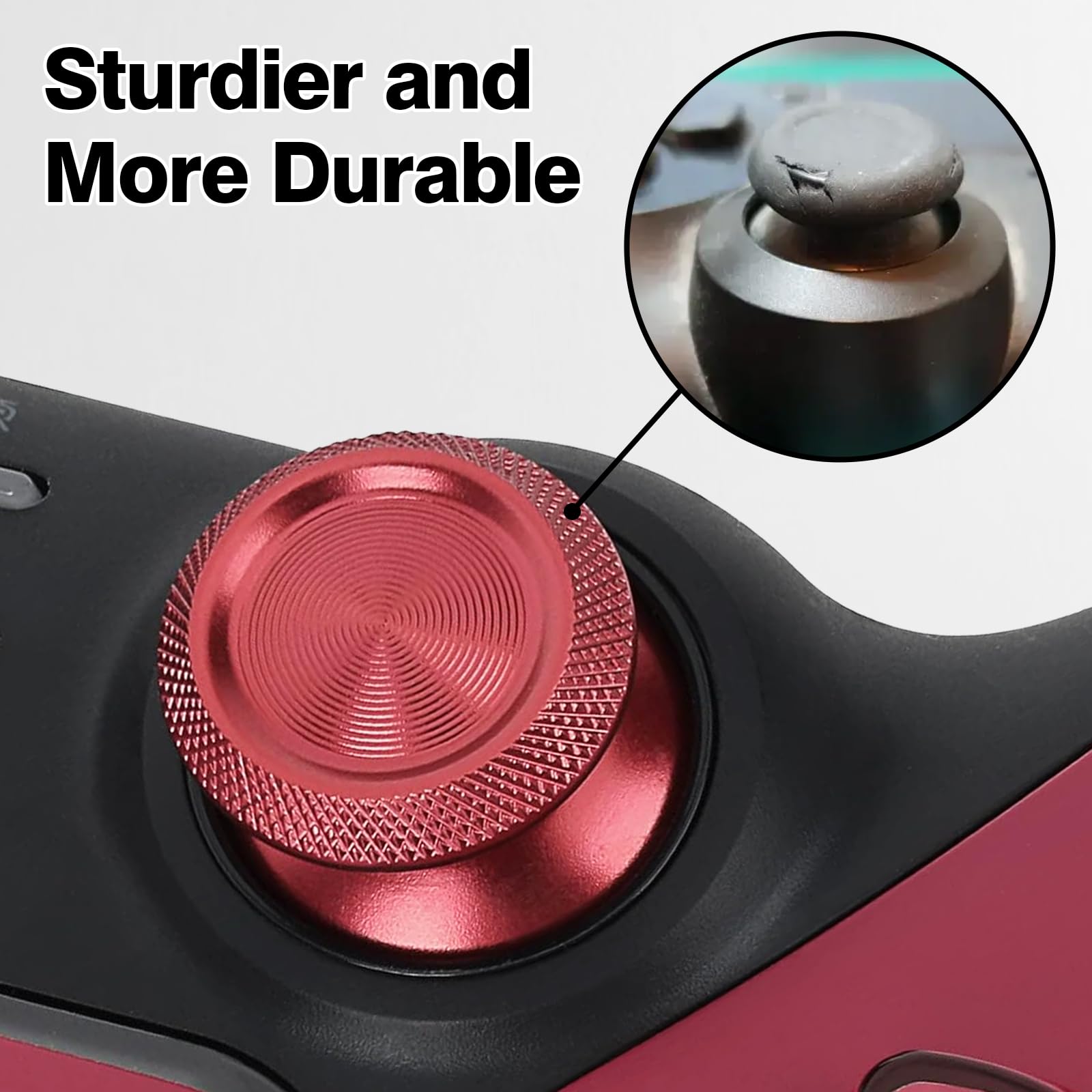 TOMSIN Metal Buttons Replacement Kit for PS5 Controller – Aluminum Thumbsticks & O X Square Triangle & Dpad Buttons Accessories Compatible with PlayStation 5 DS Controller (Red)