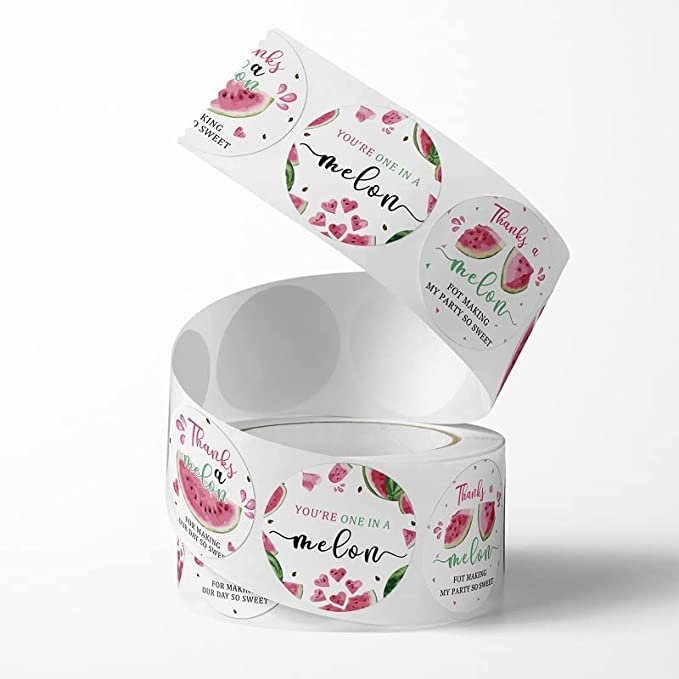 You are One in a Melon Stickers, Watermelon Thank You Sticker Label, Thanks a Melon for Making My Party Sweet Sticker, 500pcs/roll
