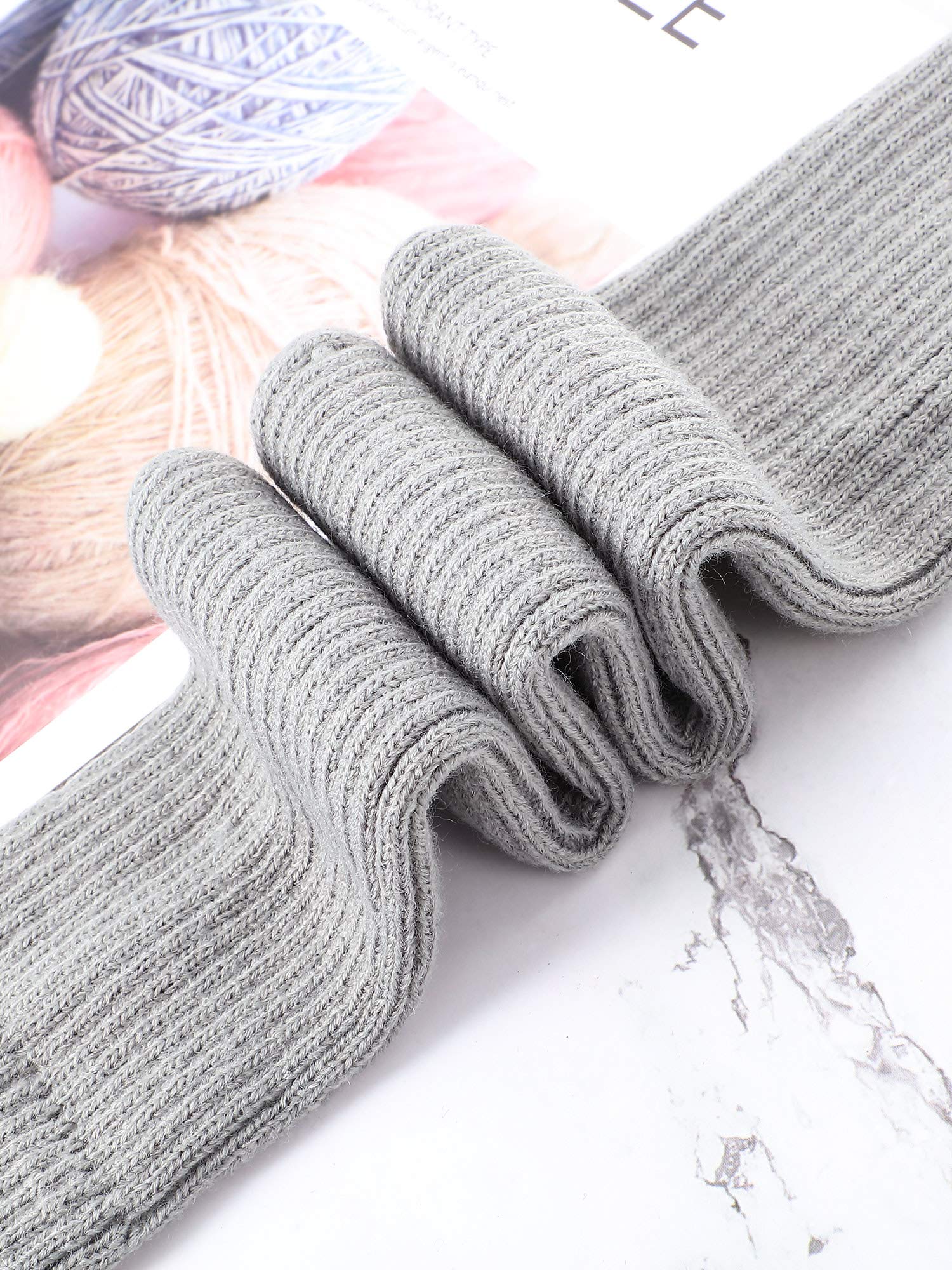 SATINIOR 2 Pairs Stirrup Leg Warmers Straight over the Knee Socks 21.65 Inch for Women (Black, Gray)