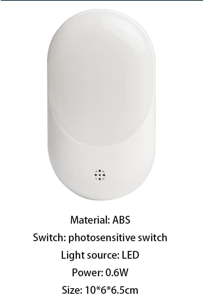 Nightlight,Light Control Switch Night Light, Modern and Simple, 0.6W, 220V, White Light/Warm Light, Suitable for Babies, Children, Children's Rooms, Corridors and oth (Colo