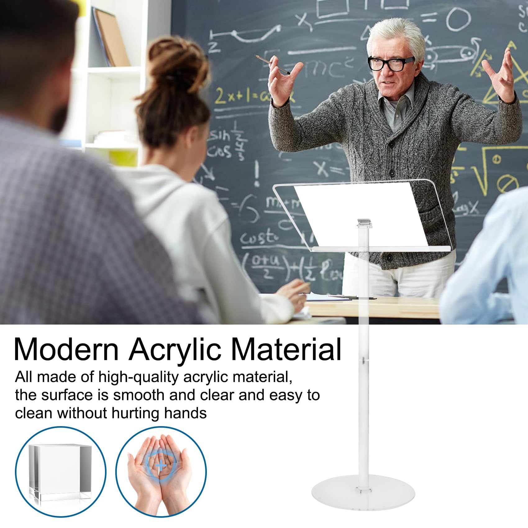 Pulaim Acrylic Podium Stand, Pulpits for Churches, Angle Adjustable, 23.6" L x 15.7" W x 43.3" H Lecterns & Podiums, Conference Portable Podium for Classroom, Restaurants, Weddings, Office, Clear