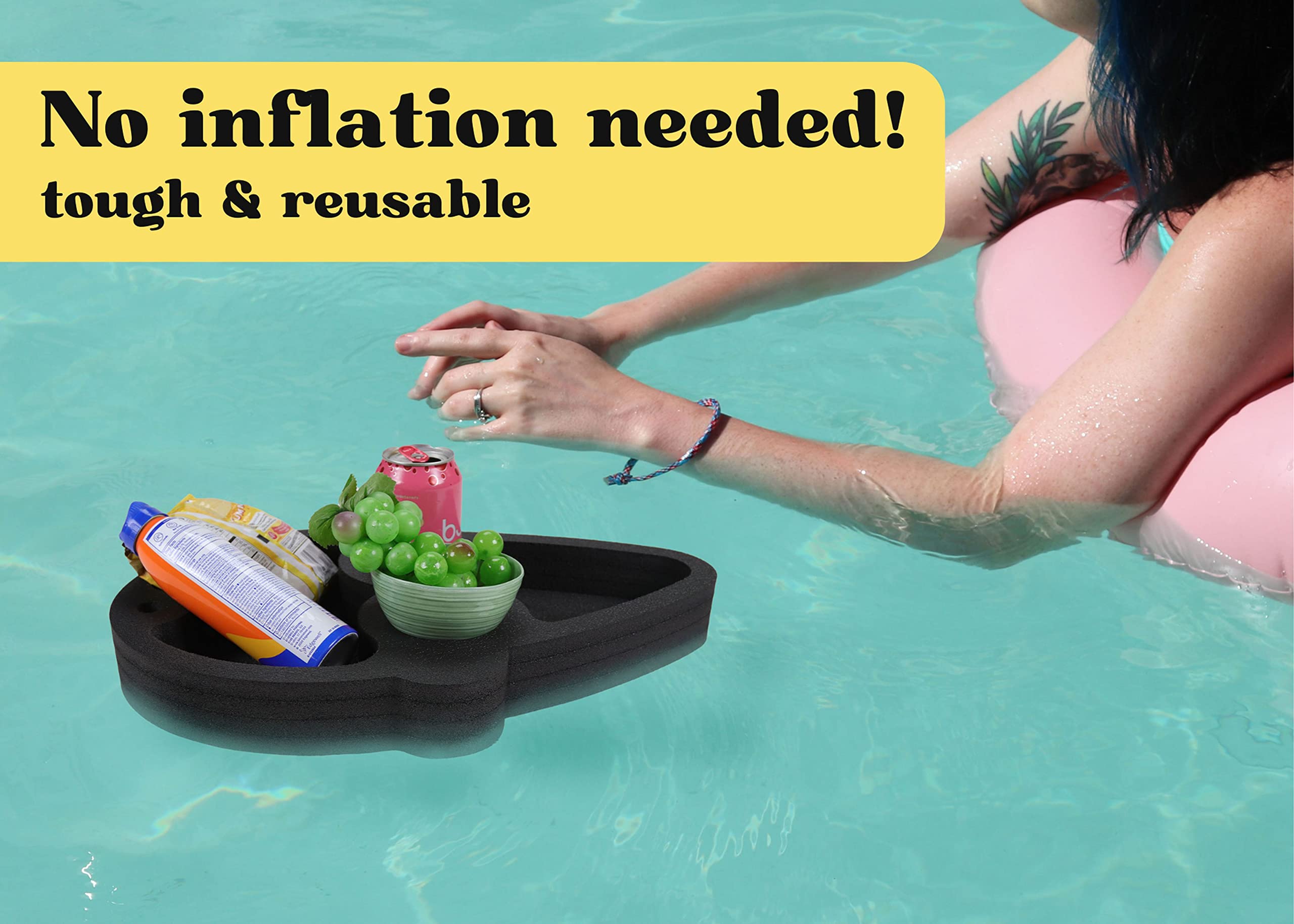 Polar Whale Ice Cream Cone Shape Floating Drink Holder Refreshment Table Tray for Pool Beach Party Hot Tub Float Lounge Durable Black Foam 4 Compartment Fade Resistant 17.5 Inches