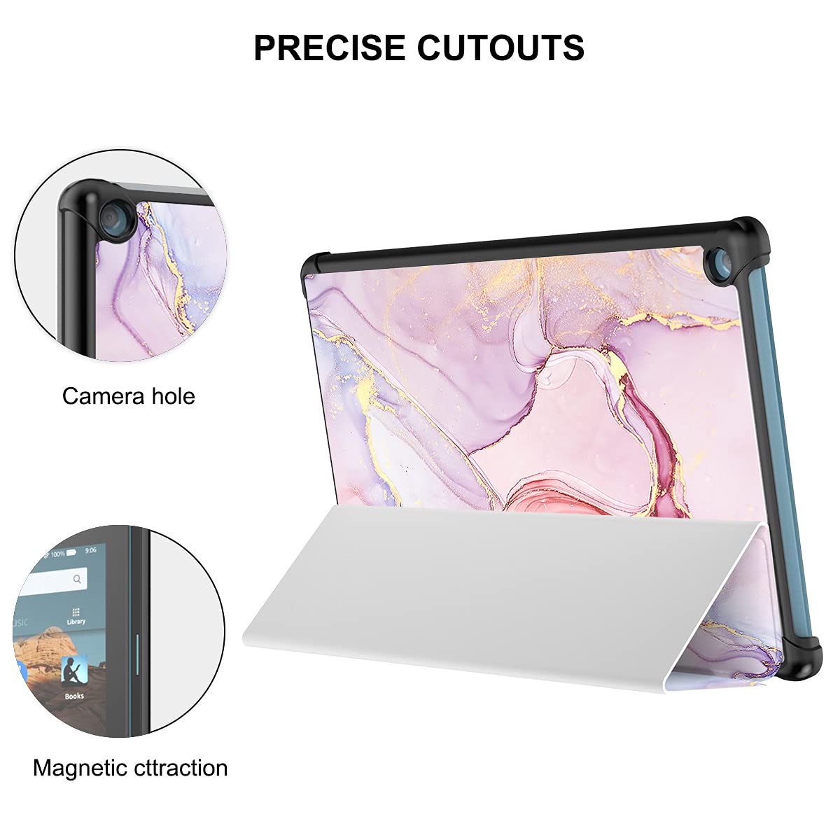 PIXIU Case for All-New Amazon Fire HD 10 Tablet (7th Generation and 9th Generation, 2017 and 2019 Release) - Slim Folding Stand Cover with Auto Wake/Sleep for 10.1 Inch Tablet