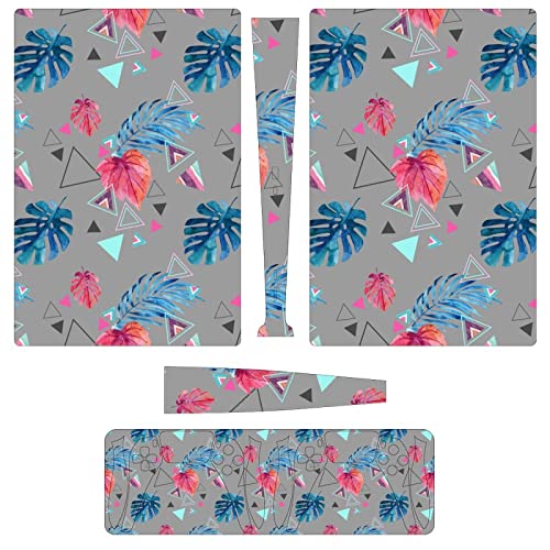 Watercolor Natural Palm Trees Full Protective Skin Cover Design Wrap Decal Sticker Compatible with PS5 Digital Edition Console and Controller