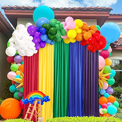 Rainbow Backdrop Curtains Rainbow Birthday Decorations for Unicorn Birthday Party Baby Shower Girl Decorations 5 Panels 2.5×7ft