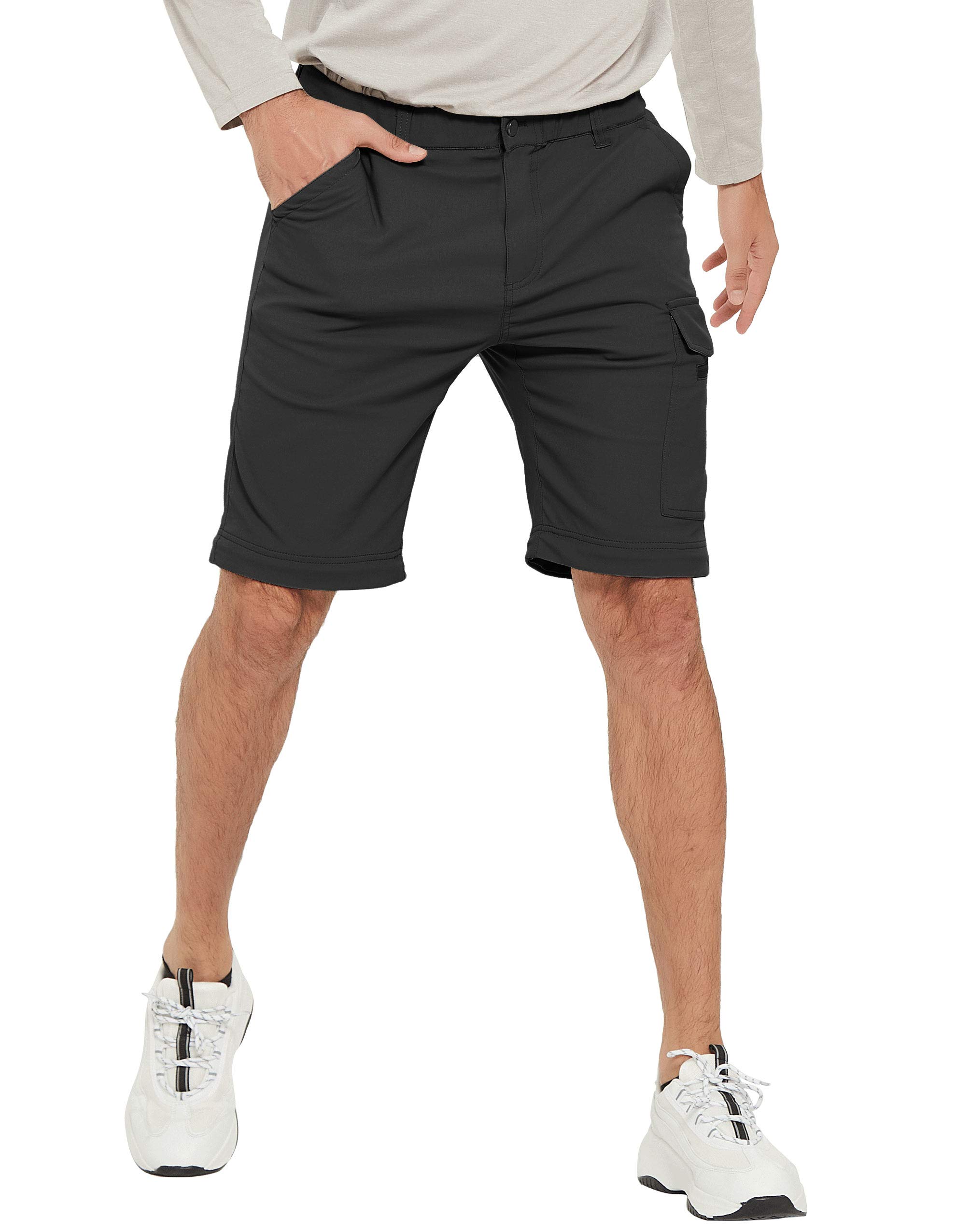 PULI Men's Waterproof Convertible Hiking Pants Lightweight Outdoor Cargo Climbing Fishing Black 38