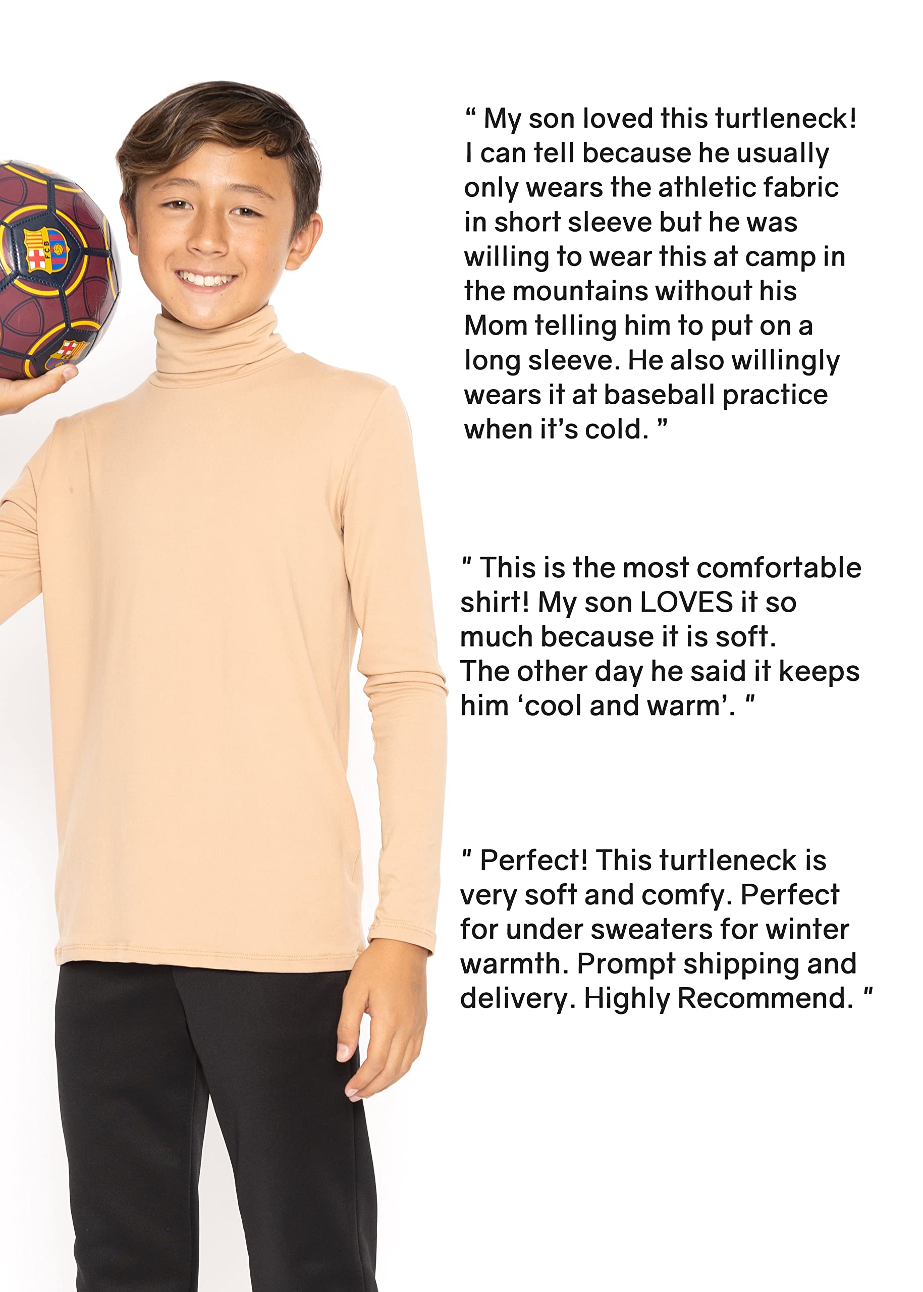 STRETCH IS COMFORT Boy's DTY Turtleneck Black Size 16