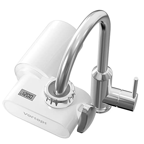 Vortopt Faucet Water Filter with Reminder - 500 GPD Water Filter for Sink, Faucet Mount Water Filtration for Bathroom, Tub, Reduce Lead & Chlorine & Bad Taste, 0.01Îźm Filtration Sink Filter, T3-ACF