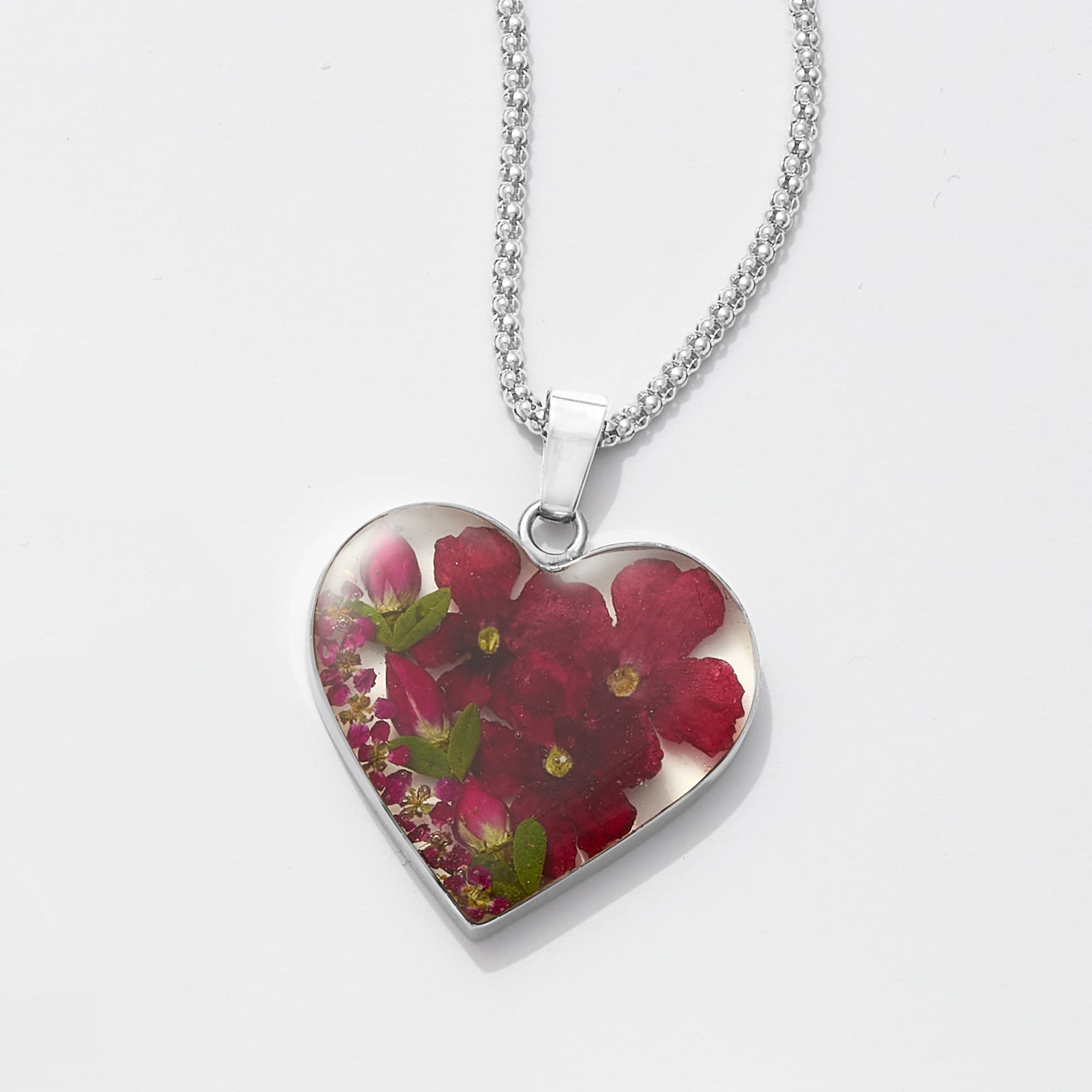 Ross-Simons Dried Flower Heart Pendant Necklace in Sterling Silver. 18 inches
