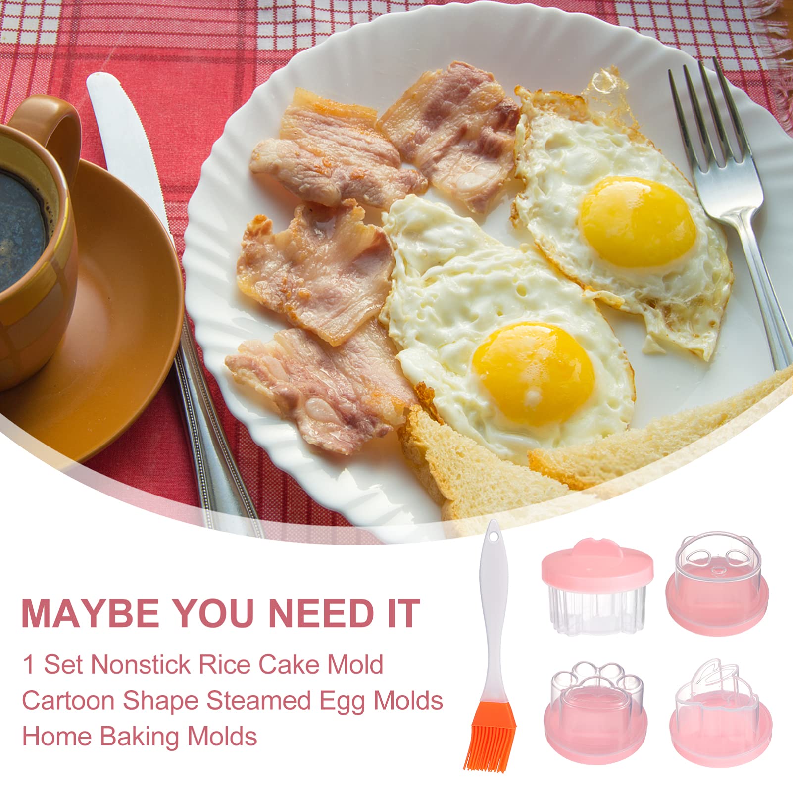 UPKOCH 1 Set Tart Reusable Cooker with Moulds Bites Steam Stovetop Jelly Boiled Poaching Microwave Cups Plastic Silicone Omelette Baking Maker Seamed Sandwiches Cookie Shape Pudding